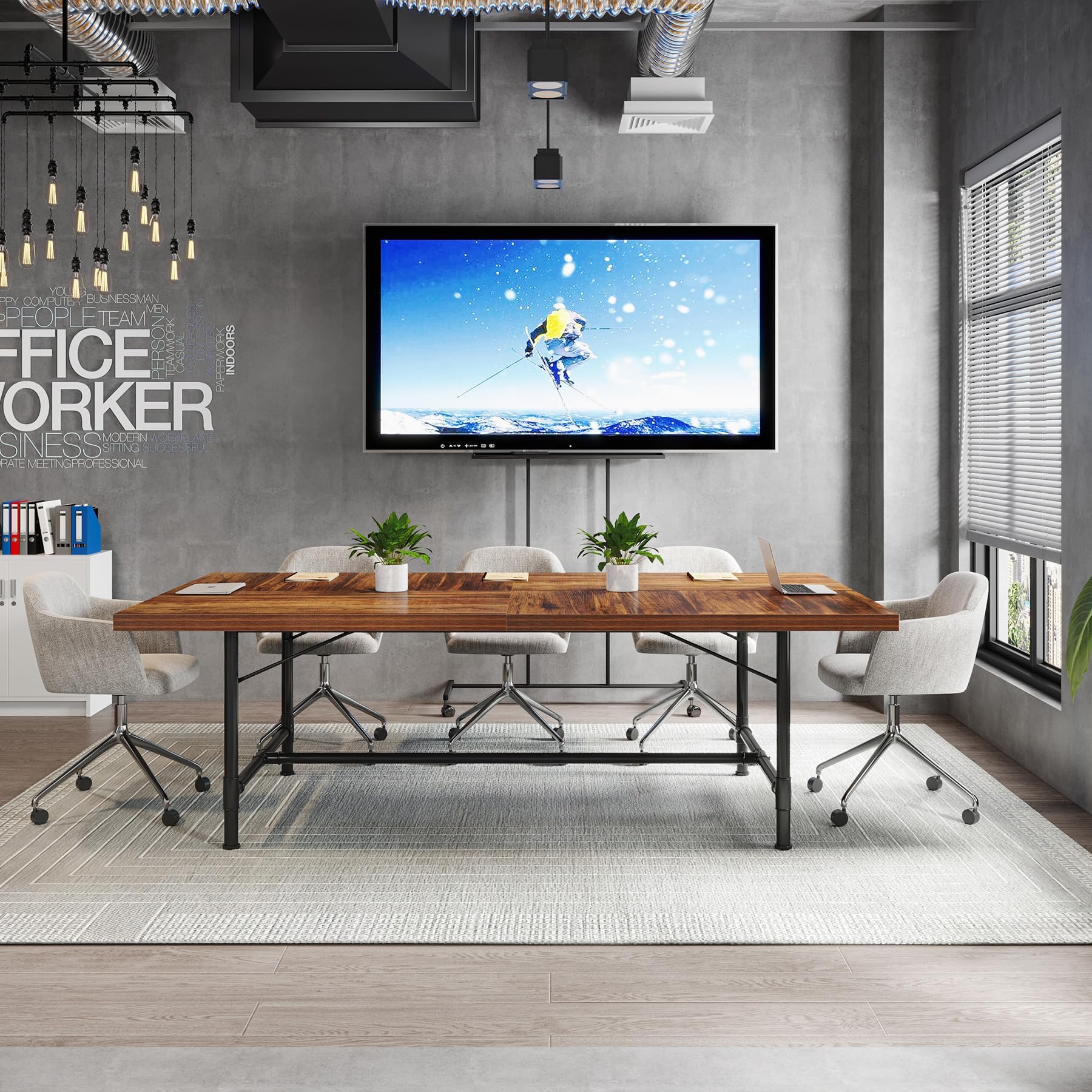 Amazon.com: Tribesigns 6FT Conference Table, Rustic Rectangle 70.8" W x ...