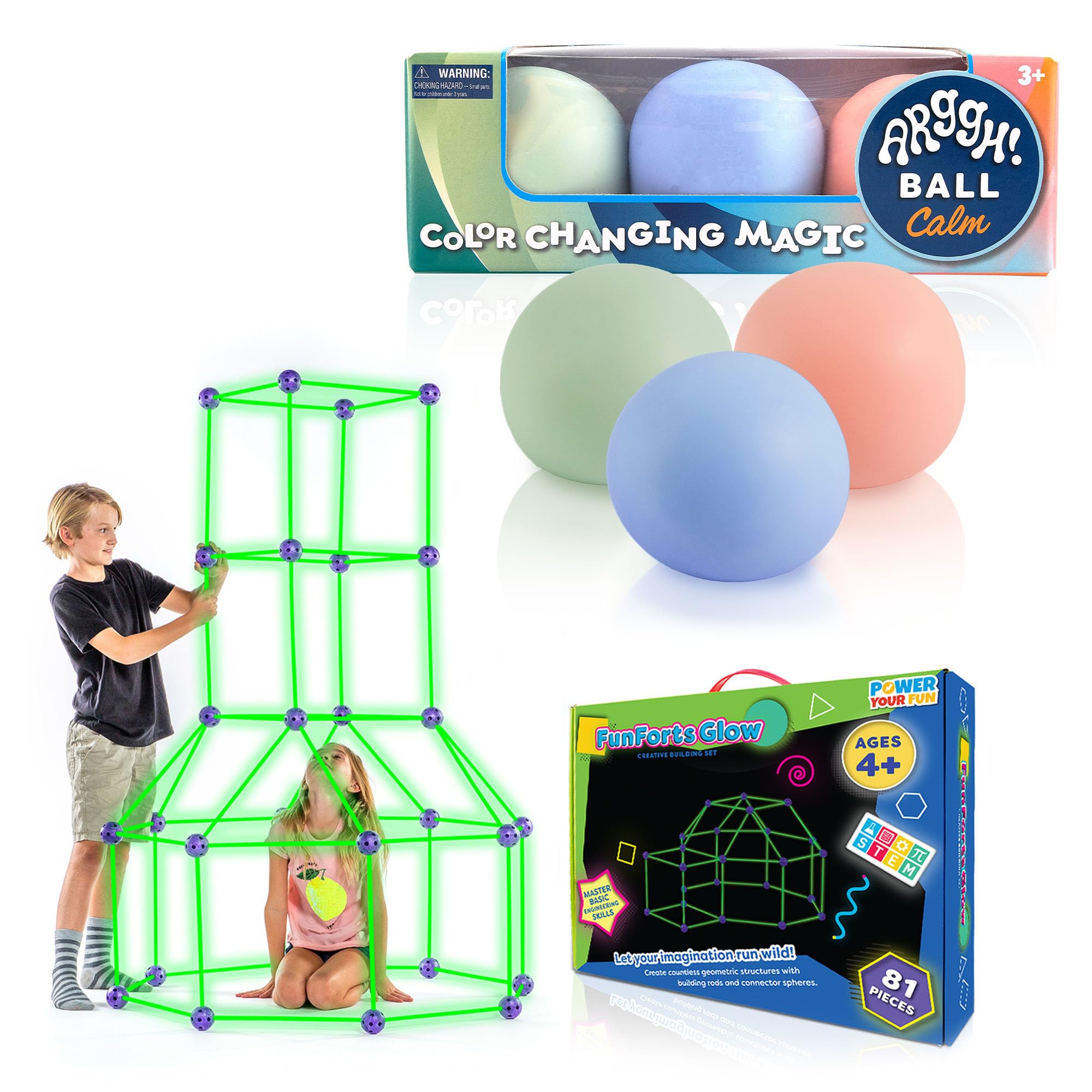 Amazon.com: Power Your Fun Fun Forts Glow Fort Building Kit for Kids ...