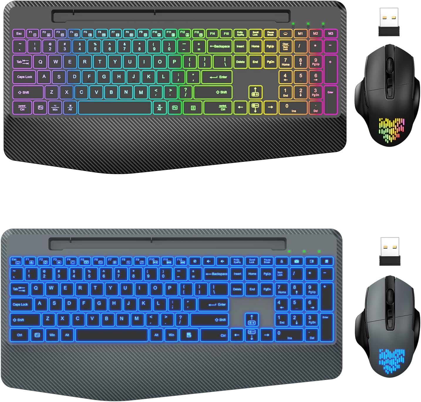 Amazon.com: 2 Pack Wireless Keyboard and Mouse with Backlit Effect ...