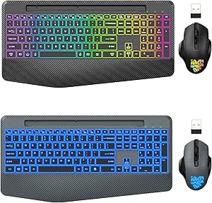Amazon.com: 2 Pack Wireless Keyboard and Mouse with Backlit Effect ...