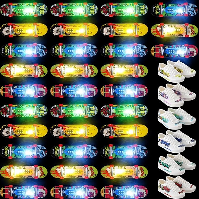 Amazon.com: Sotiff 39 Pcs Light up Mini Finger Skateboards Mini Finger ...