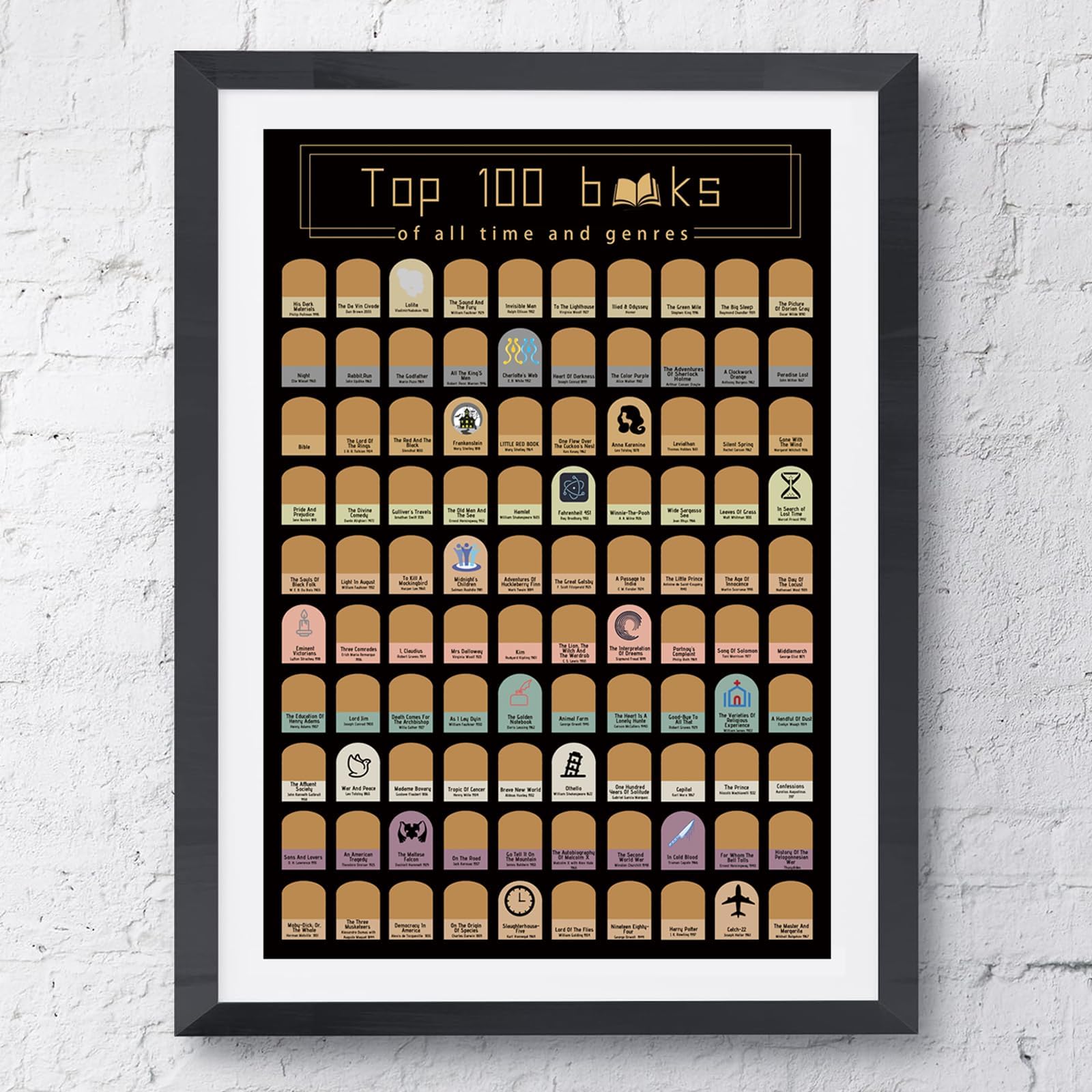 Amazon.com: Gift Republic 100 Books Scratch Off Poster Reading Bucket ...