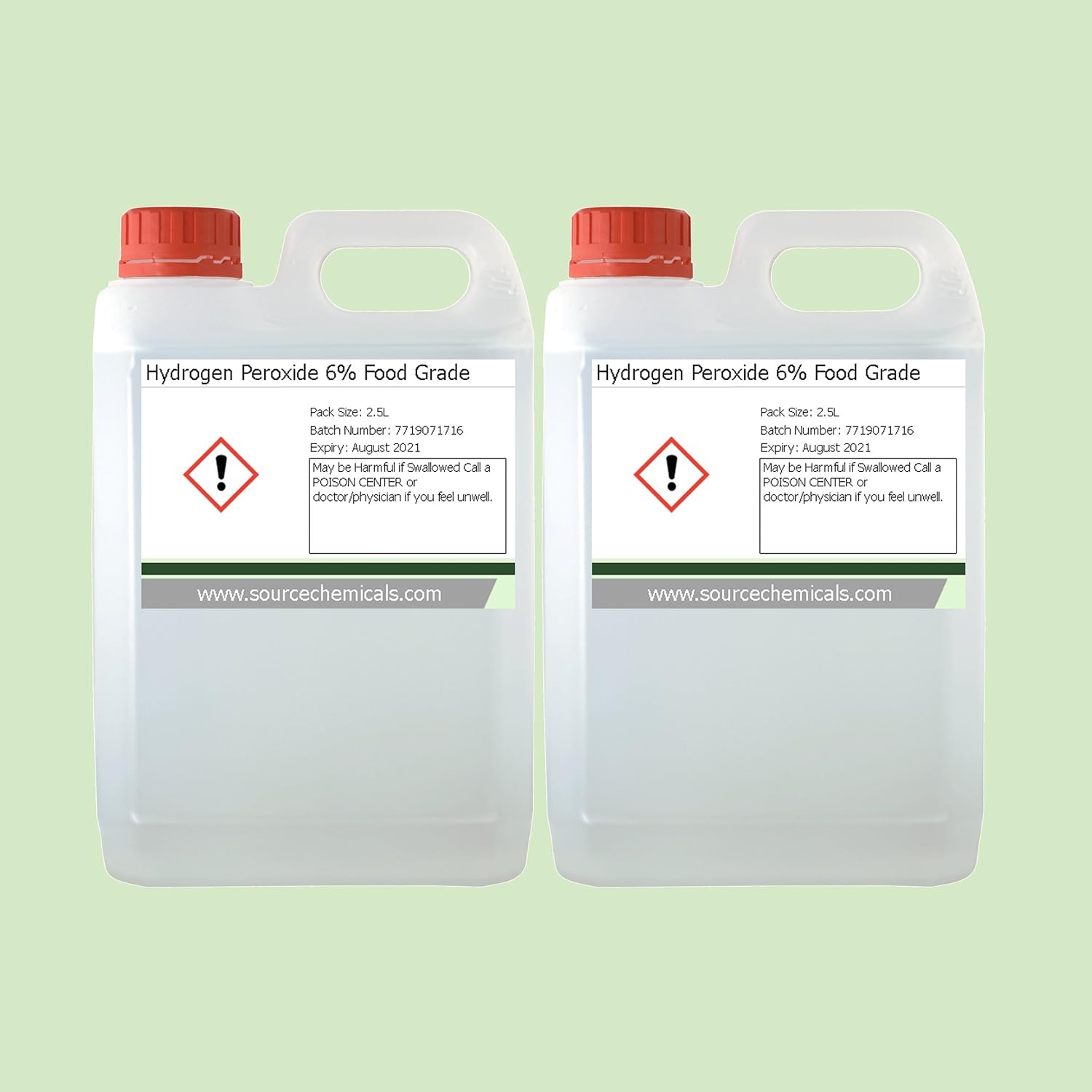 Hydrogen Peroxide (H2O2) 6% BP Food Grade 2 x 2.5 Litre (5L) Inc ...