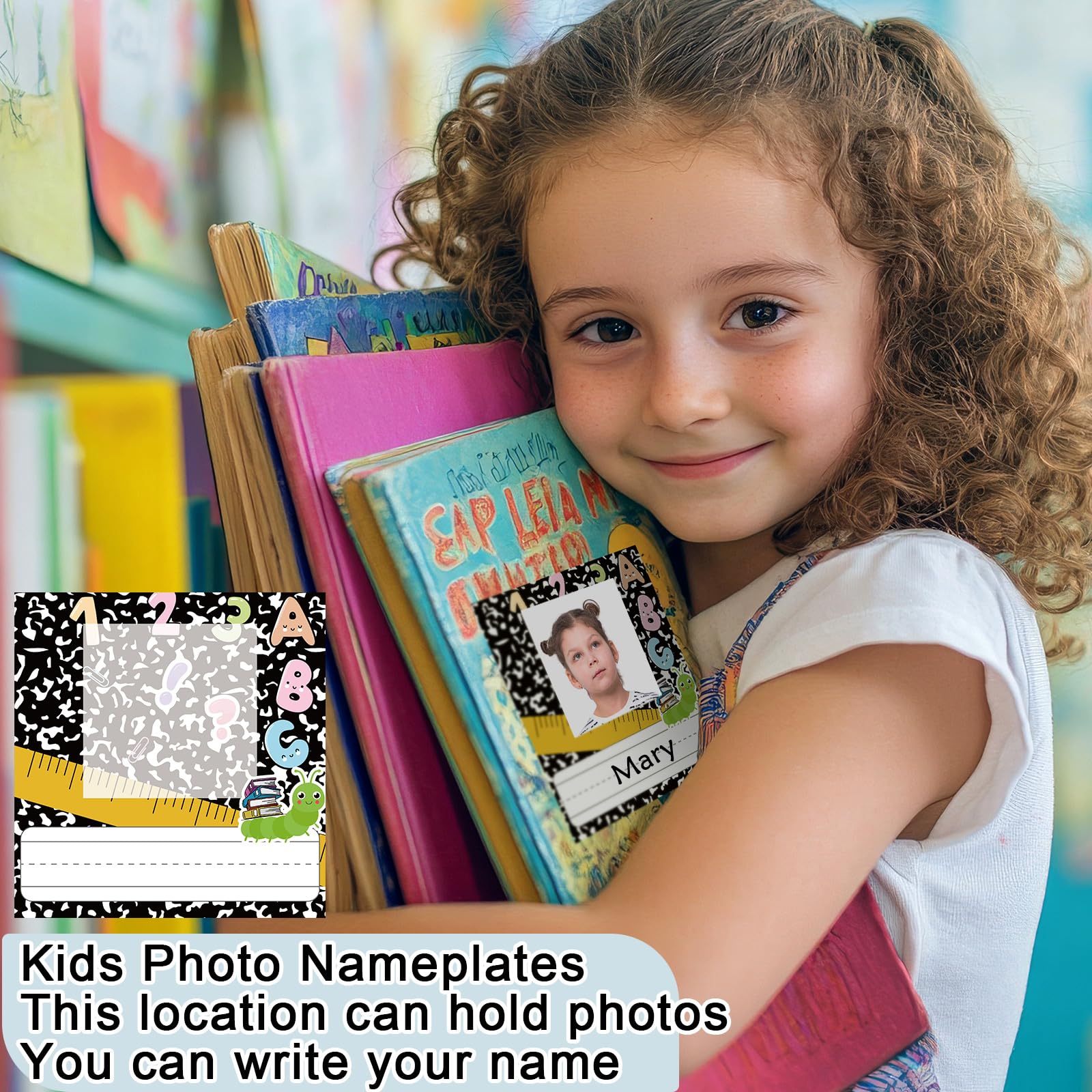 Snapklik.com : Fuyoooo 42pcs Composition Book Desk Name Tags Kids Photo ...