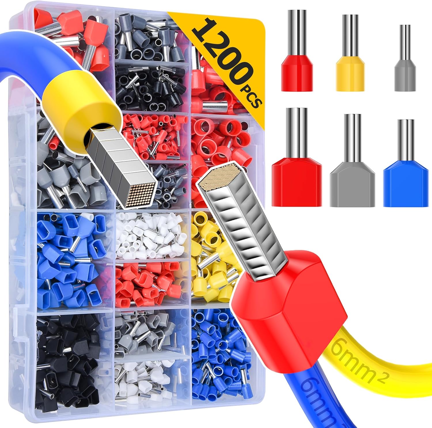 1200pcs Wire Ferrules Terminals Kit, Preciva 900 Single Terminal ...