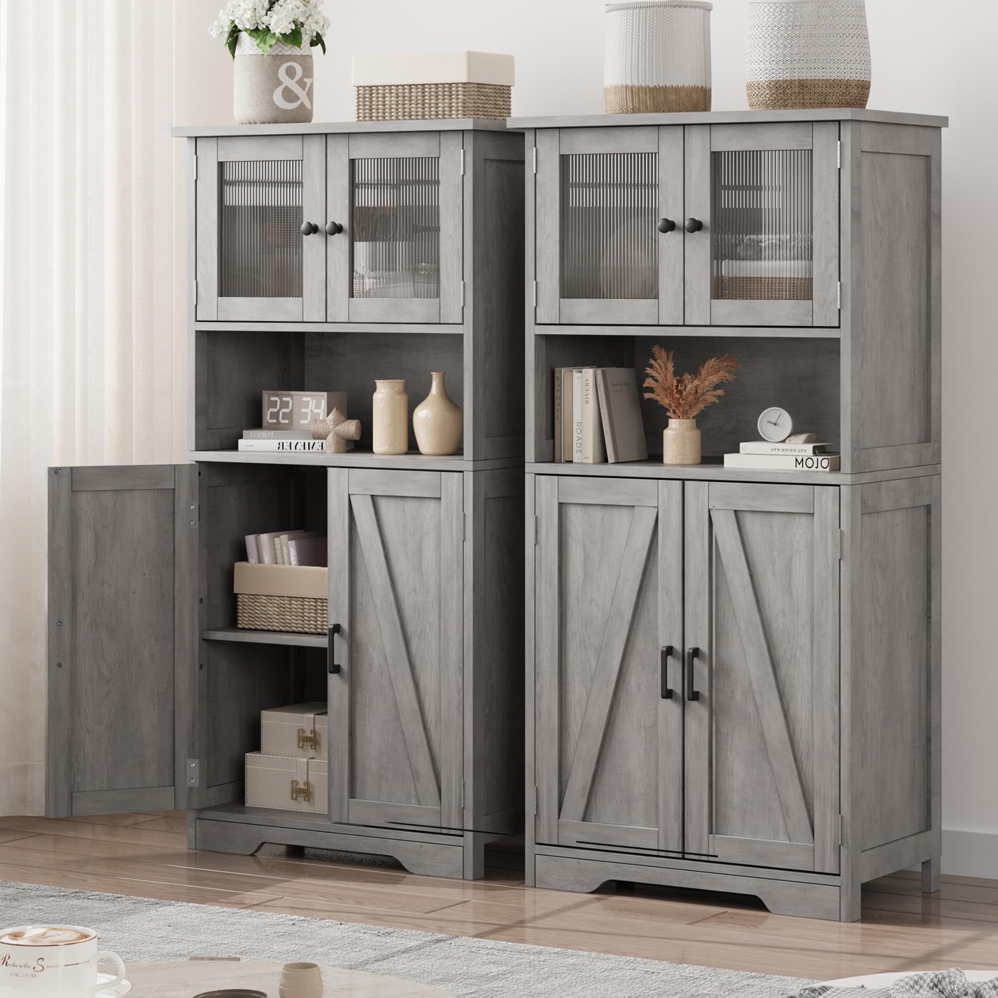 GAOMON Kitchen Pantry Storage Cabinet with Doors and Shelves, 50.4 ...