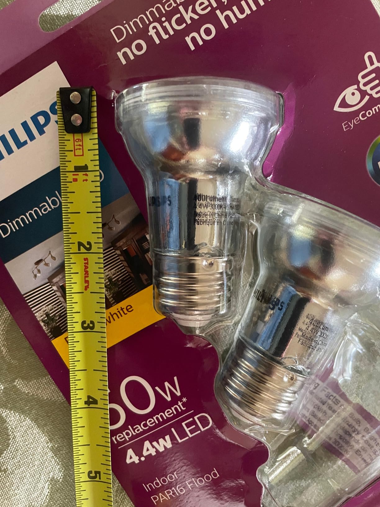 6W PAR16 Medium Base Bright White Dimmable LED Light Bulbs - 3 Pack ...