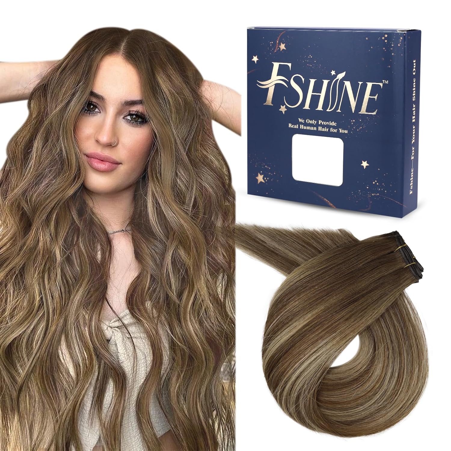 Amazon.com : fshine 20 Inch 60 Gram Genius Weft Hair Extensions Human ...