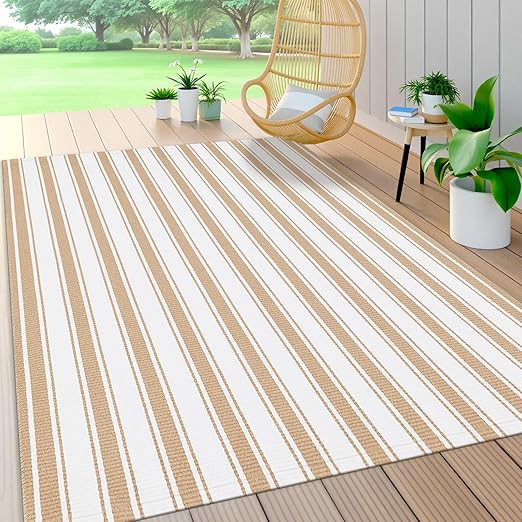 Amazon.com: Ailsan Outdoor Rug 5x7,Farmhouse Striped Large Patio Rug ...