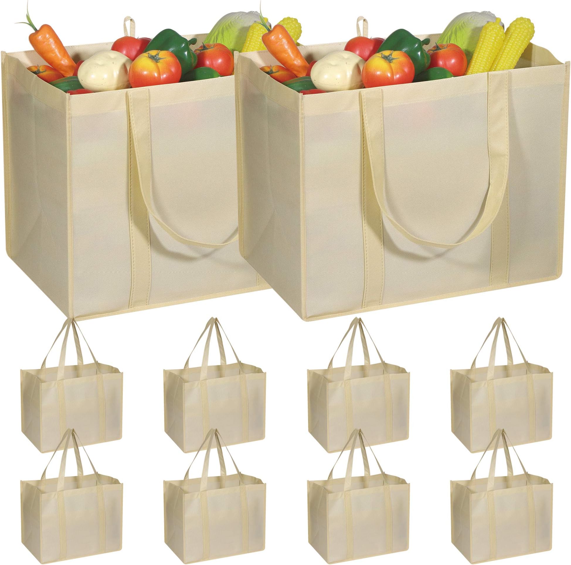 Amazon.com: DIOMMELL 10 Pack Reusable Grocery Bags Extra Large Super ...