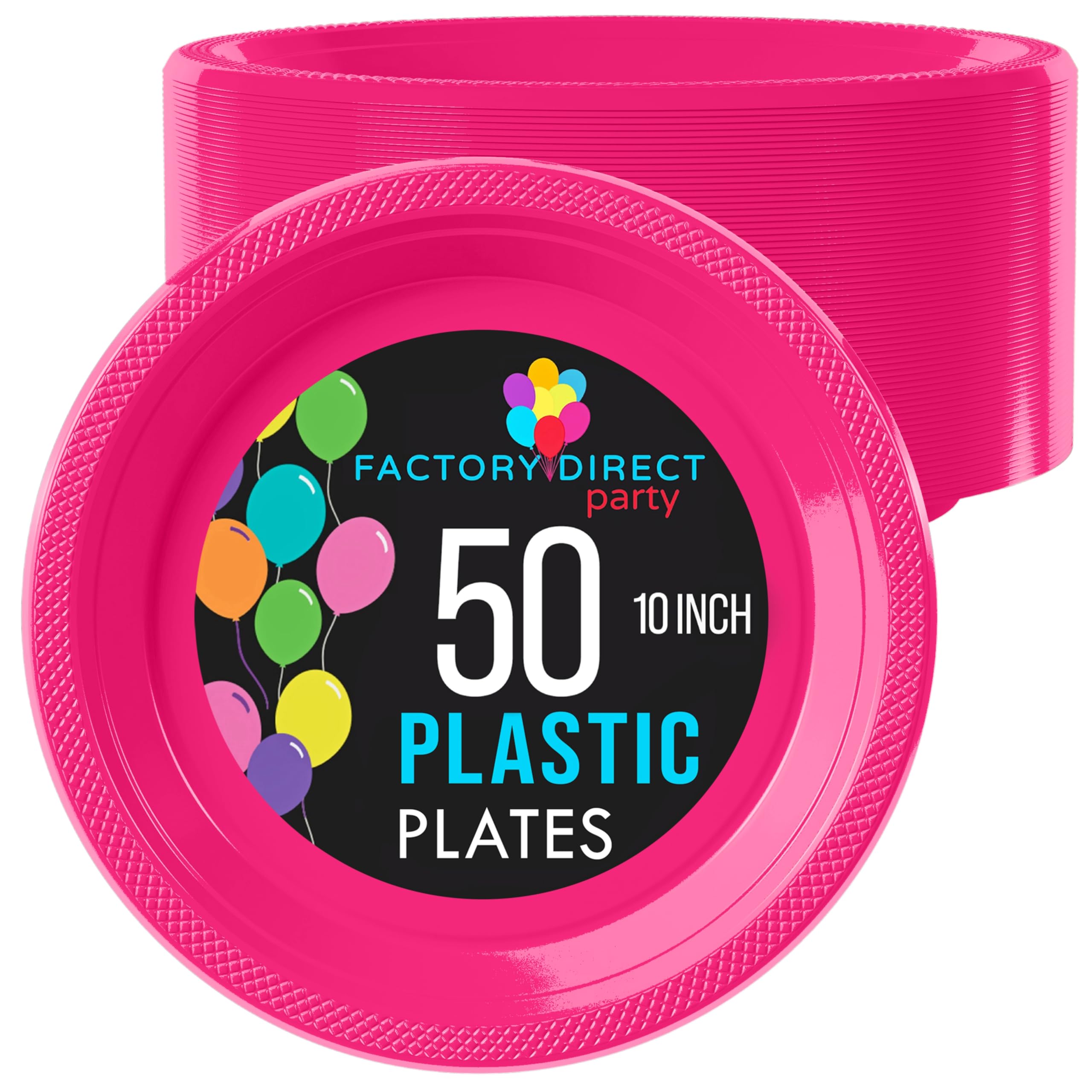 Amazon.com: Exquisite Hot Pink Plastic Plates Disposable 10" Hot Pink ...
