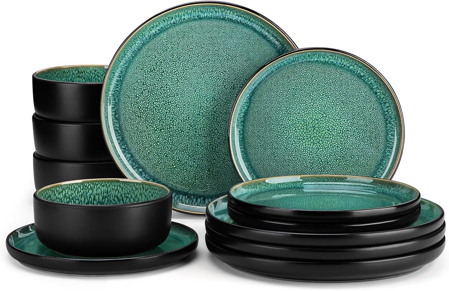 vancasso PLAYA Plates and Bowls Sets, 12 Pieces Stoneware Dinnerware ...