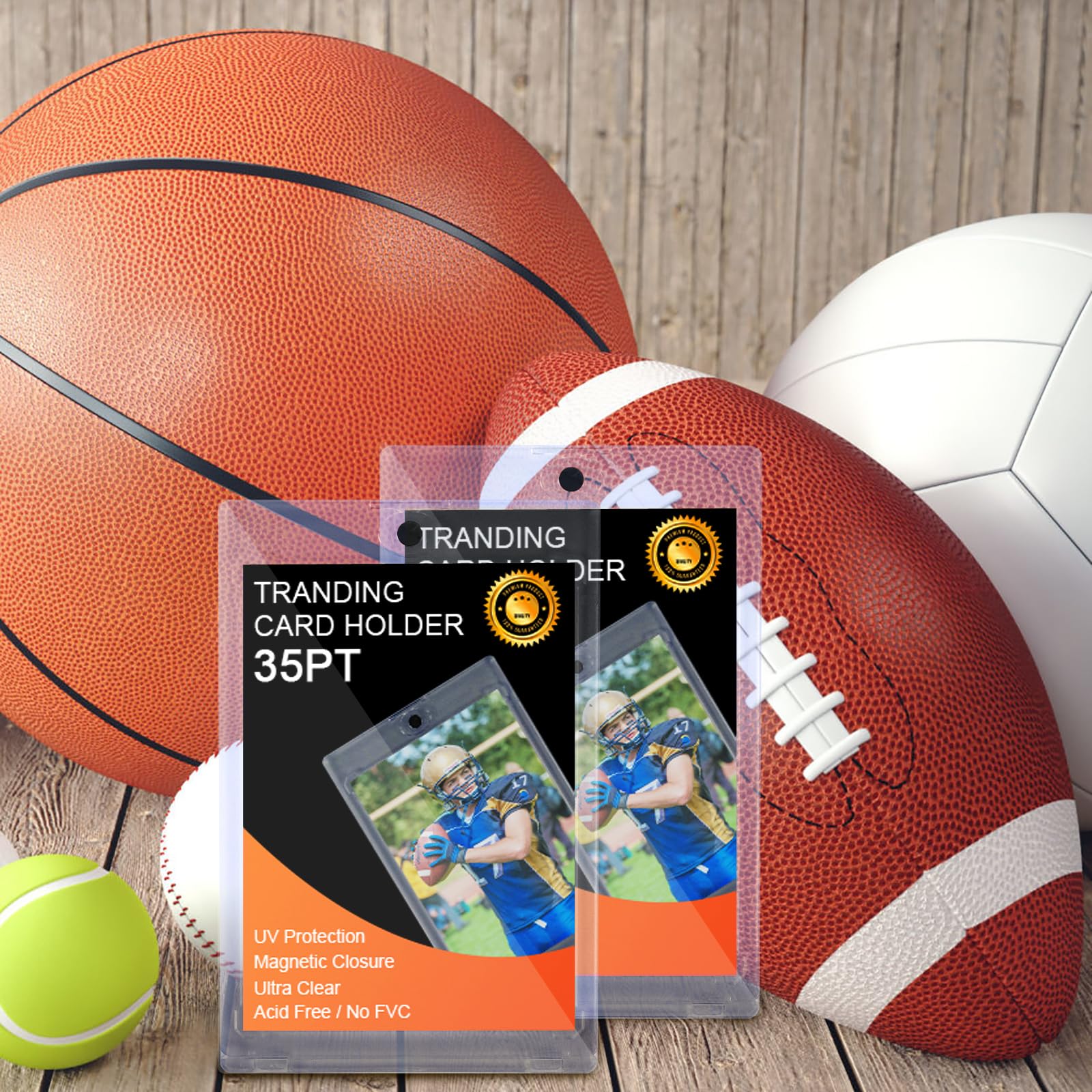 Succwoah 100ct Magnetic Card Holder for Trading Cards, 35 PT Clear ...