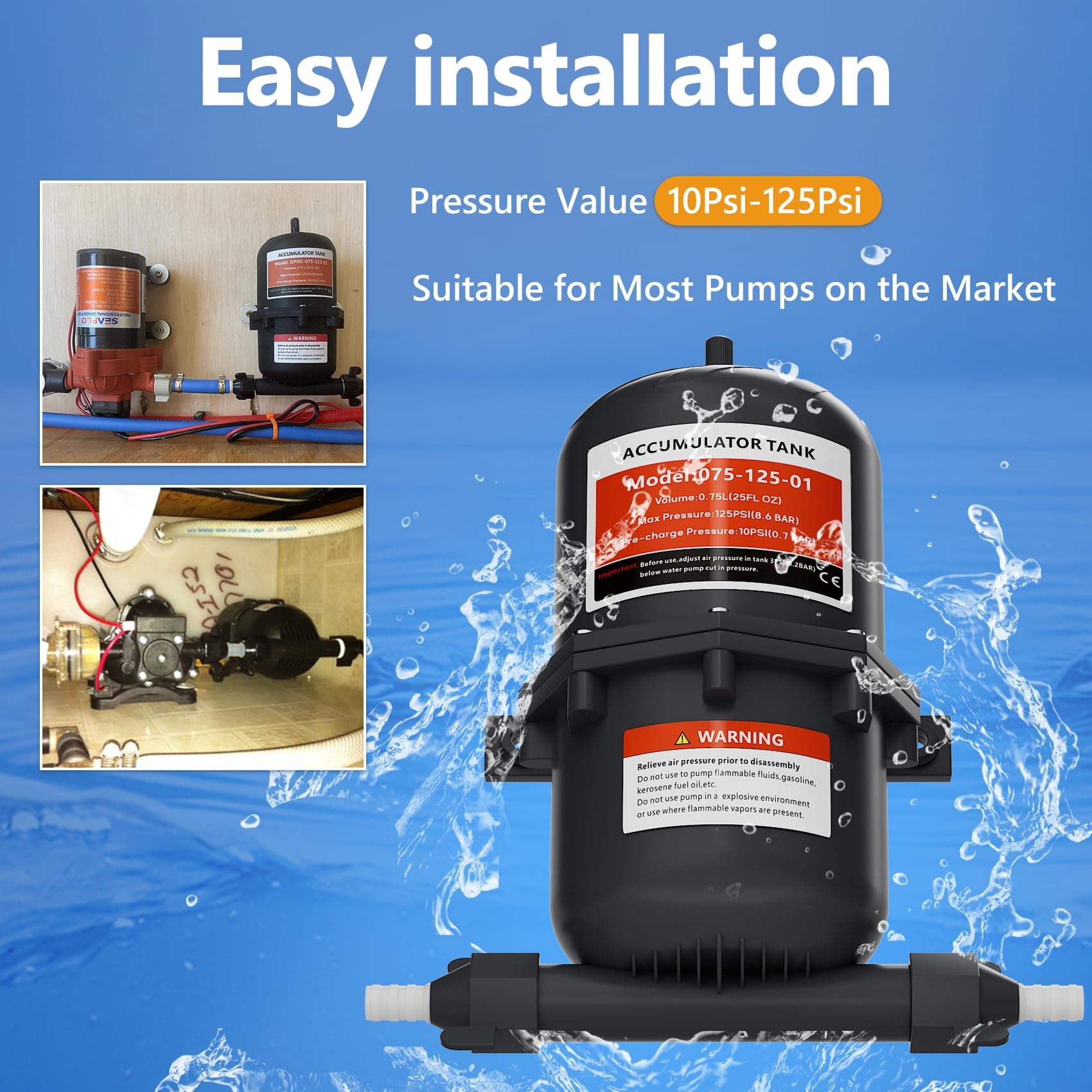 Snapklik.com : RV Pre-Pressurized Accumulator Tank, 0.75L Max 125PSI, 1 ...