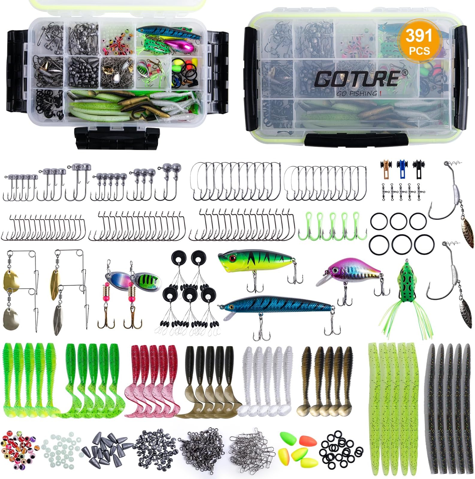 Amazon.com: Goture 450 Pcs Fishing Lures Accessories Kit with Tackle ...