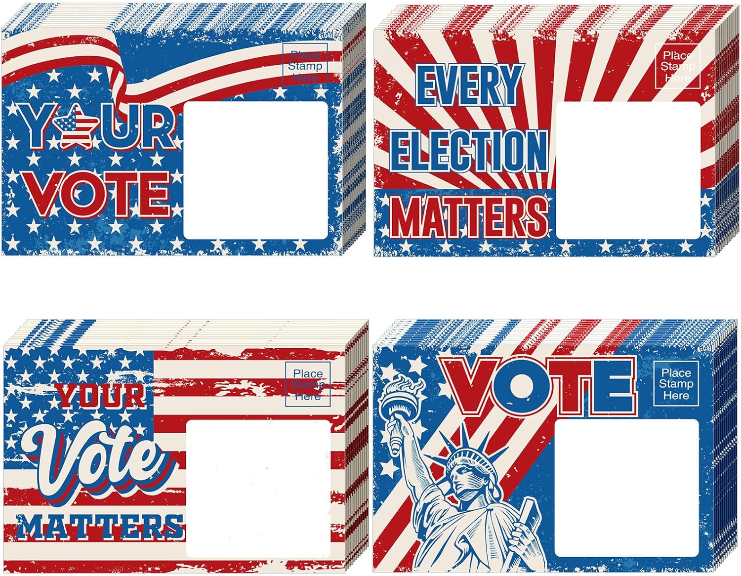 Amazon.com : Blulu 140 Bulk Voter Postcards Patriotic Voting Post Cards ...