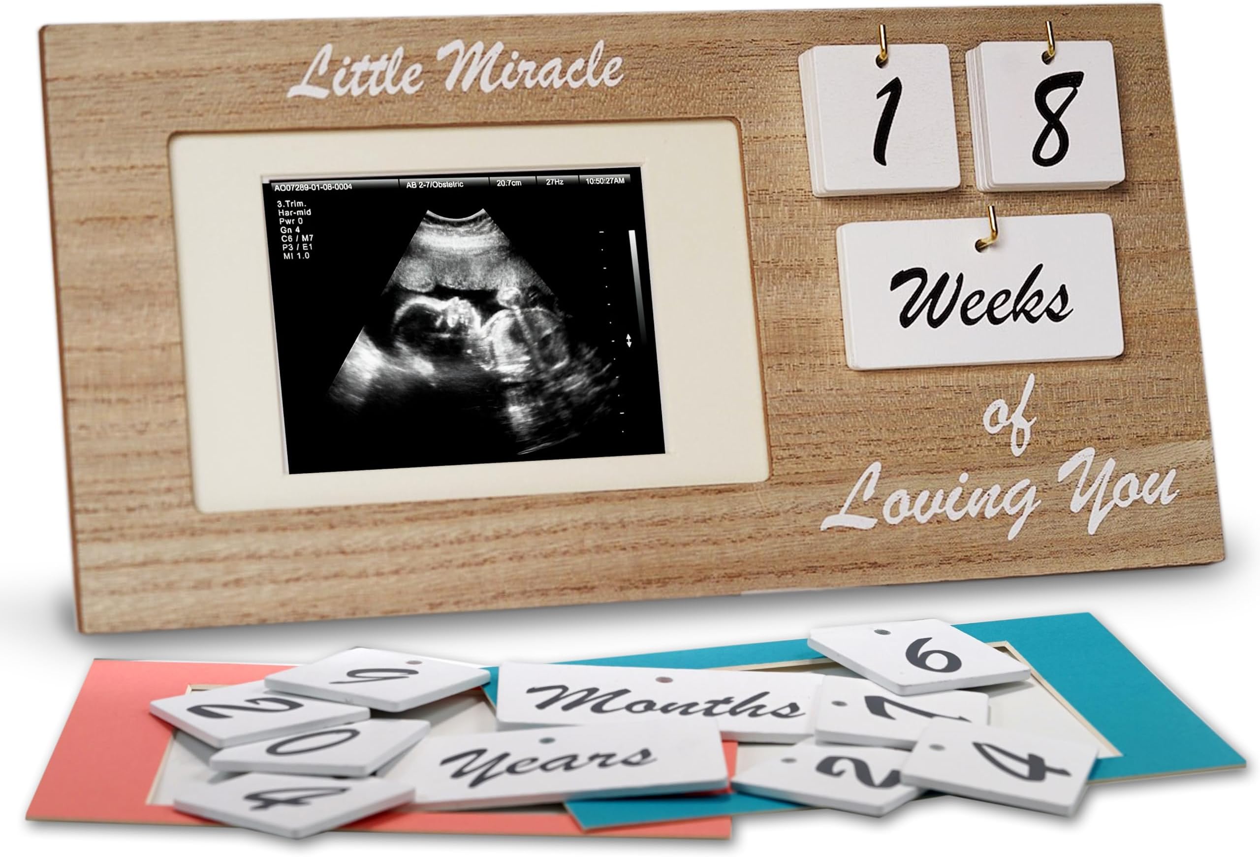 Amazon.com: HappyDots Baby Sonogram Picture Frame Set - Countdown ...