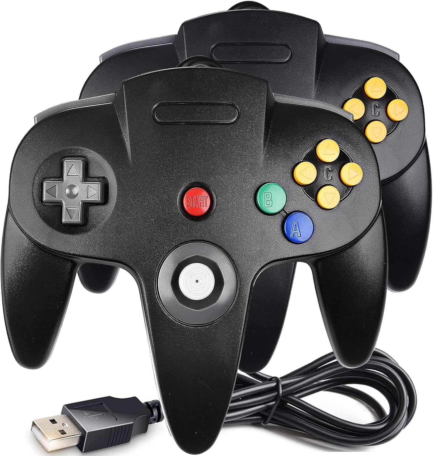 Amazon.com: 2 Pack USB N64 Controller, Wired PC Gamepad [3D Analog ...