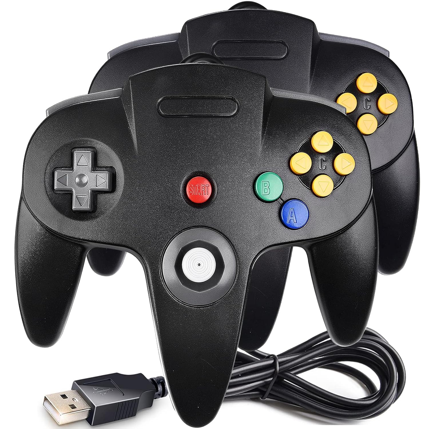 Amazon.com: 2 Pack USB N64 Controller, Wired PC Gamepad [3D Analog ...