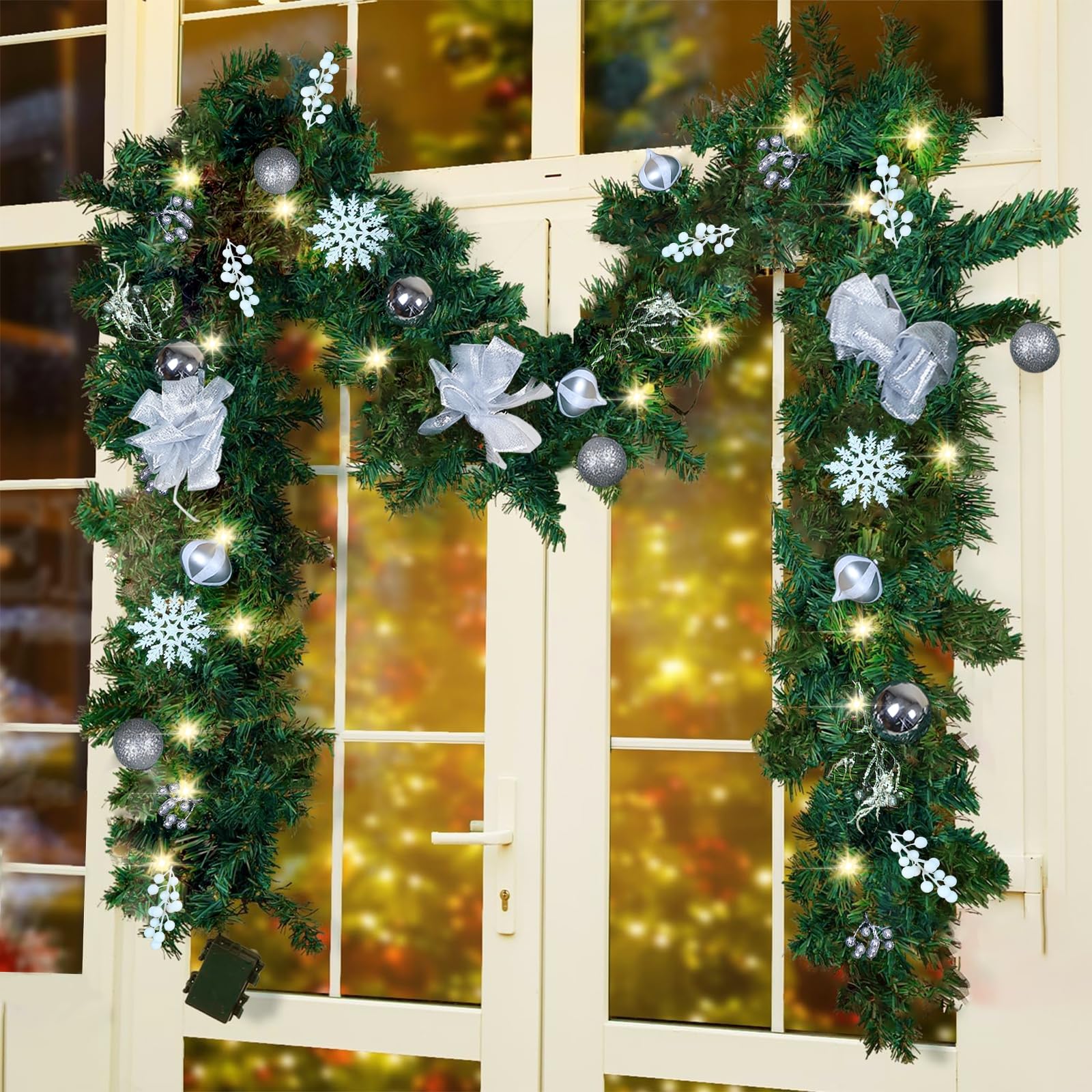 Amazon.com: MorTime 9 FT LED Christmas Garland with Berries Bows ...
