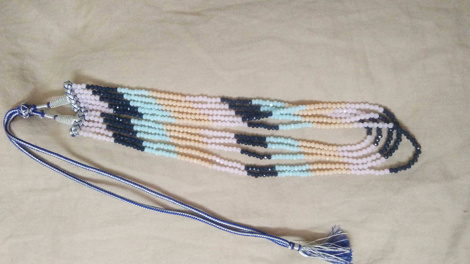 RATNAVALI JEWELS Five Layer Multi-Colour Blue Aqua Cream White Crystal ...