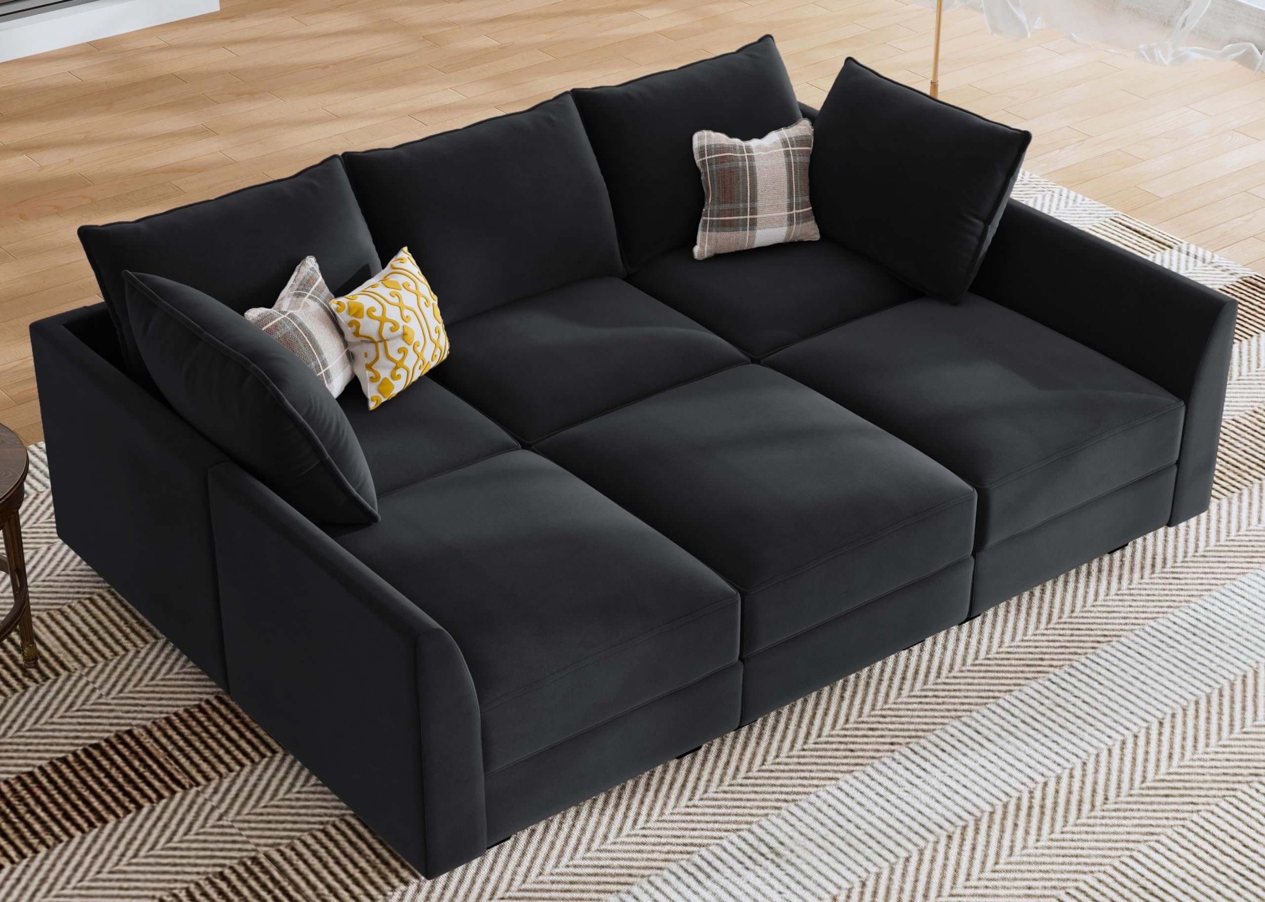 Amazon.com: Belffin Modular Velvet Sectional Sofa with Chaise Lounge ...
