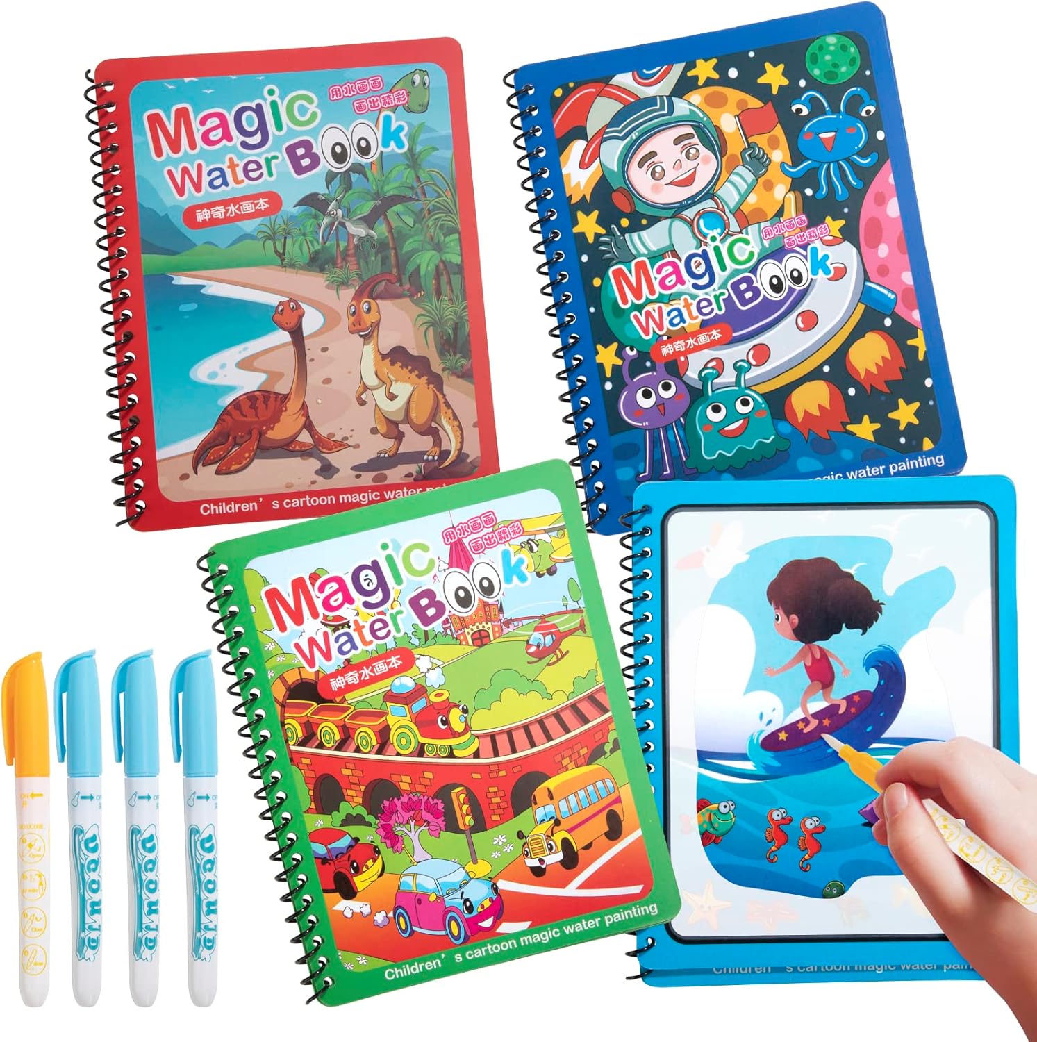 Magic Water Coloring Book for Kids, Children Reusable Drawing Book with ...