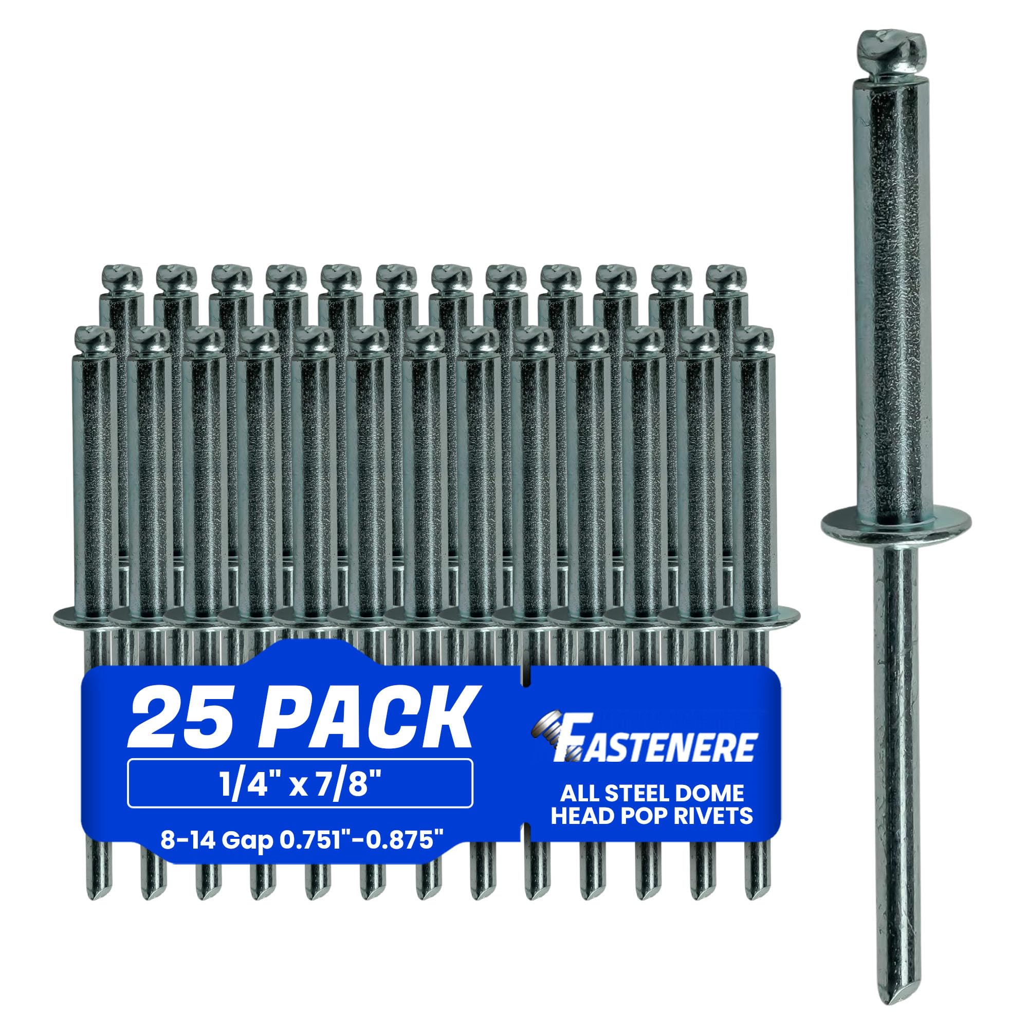 Amazon.com: Fastenere Pop Rivets - 1/4" x 7/8" (25 pcs) Heavy Duty ...
