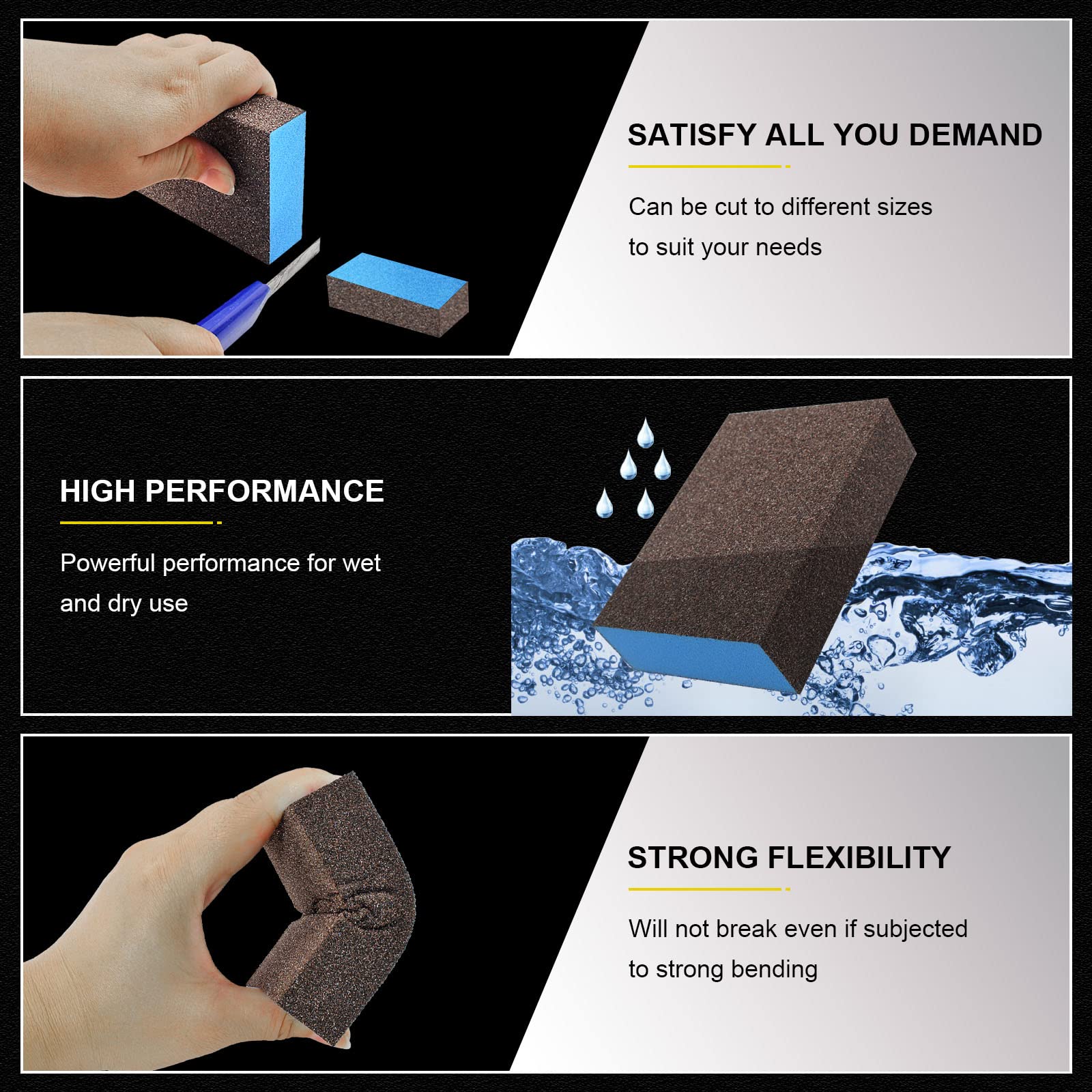 Snapklik.com : 12Pcs Coarse Sanding Sponge 80 Grit, Wet Dry Sanding ...
