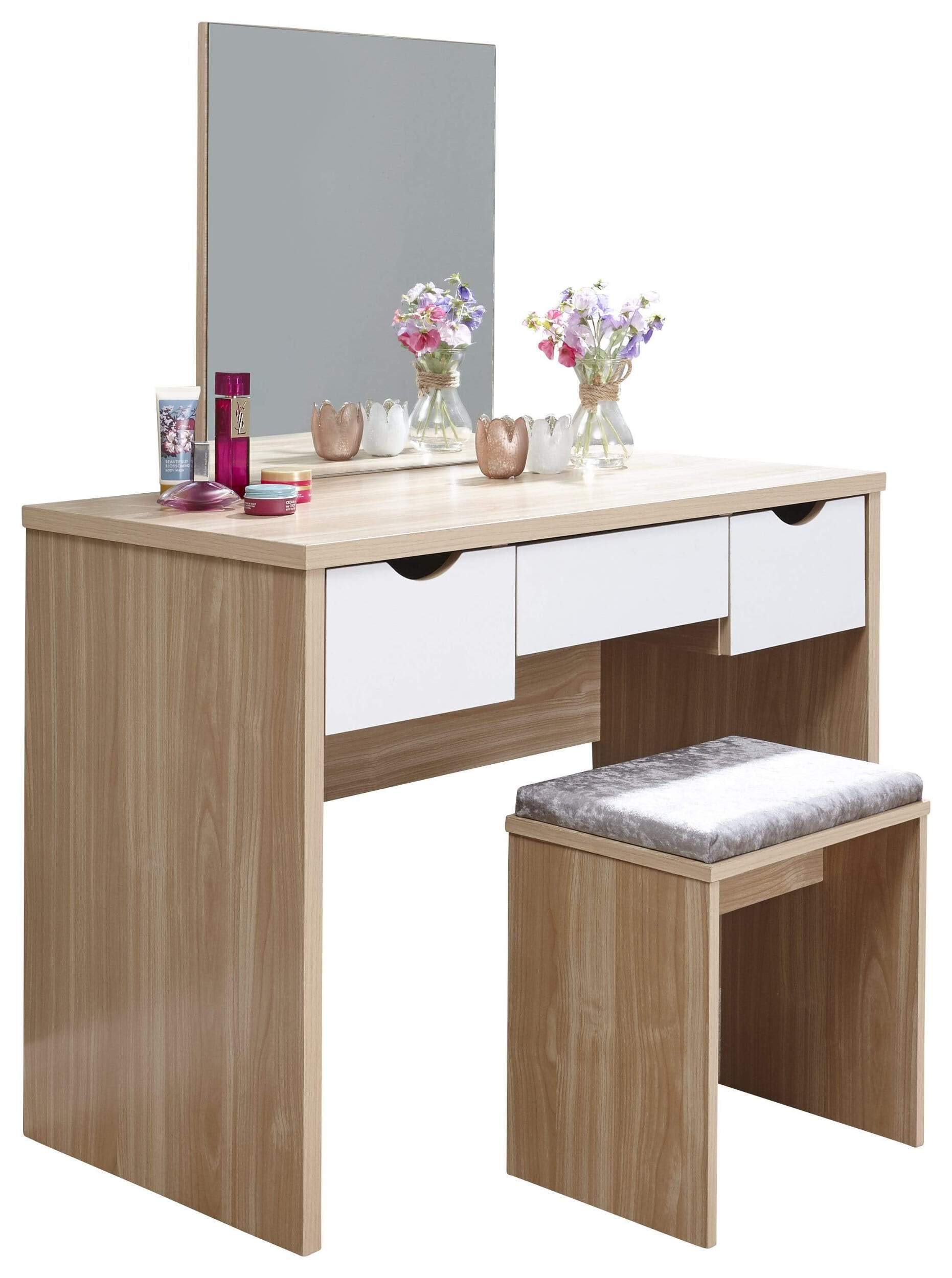 GFW Elizabeth Dressing Table Set Oak : Amazon.co.uk: Home & Kitchen