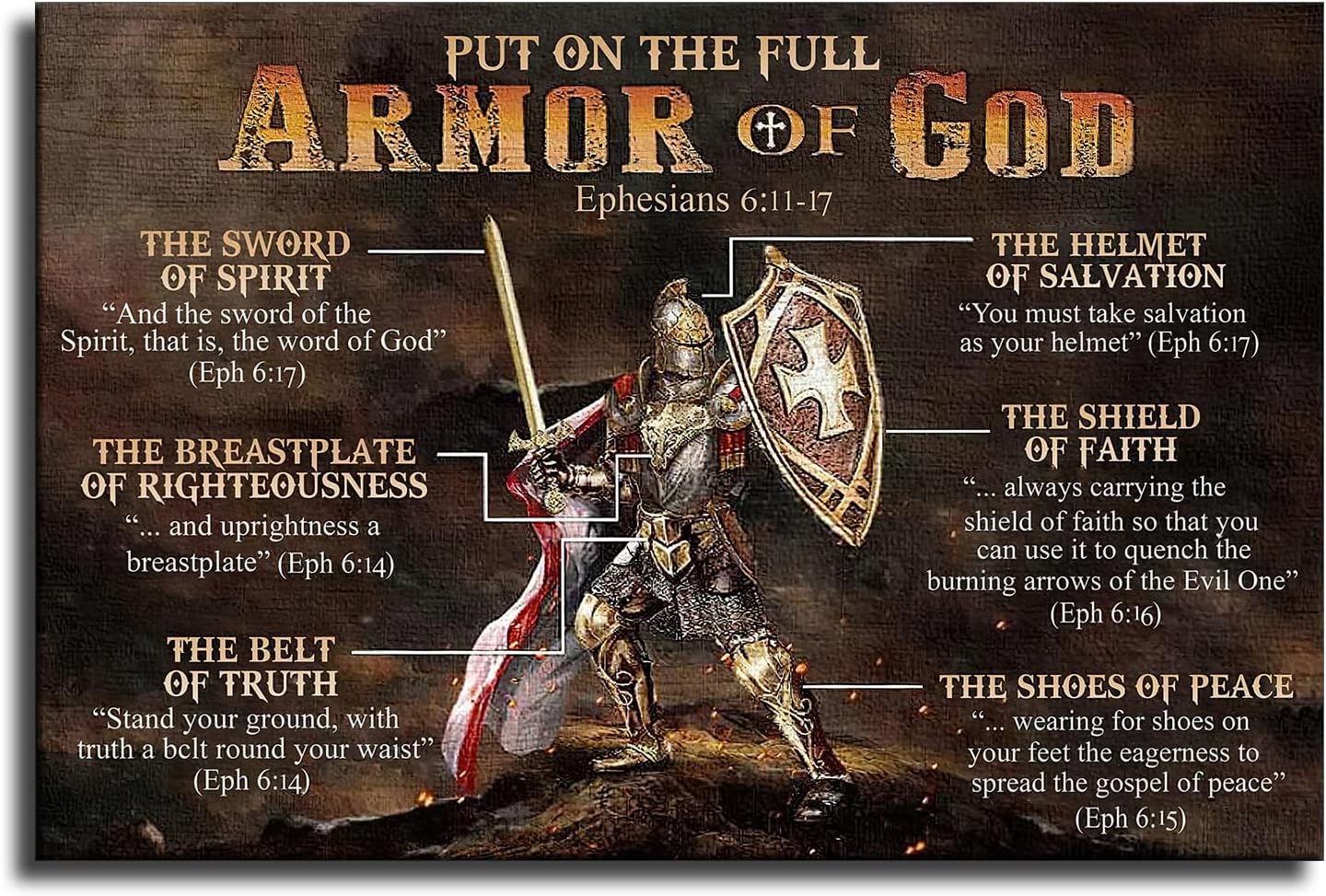 Amazon.com: Armor of God Put on The Full Armor of God Warrior of God ...