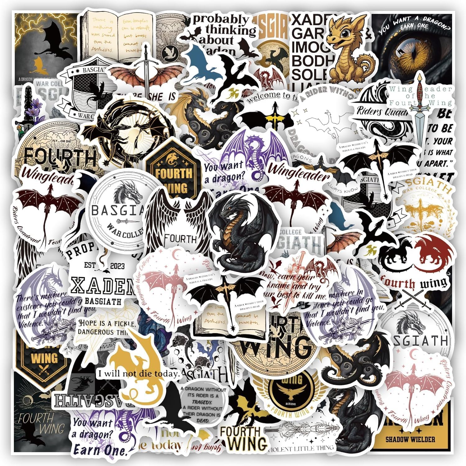 50 Pcs Fourth Wing Stickers, Iron Flame Stickers, Onyx Storm Stickers ...