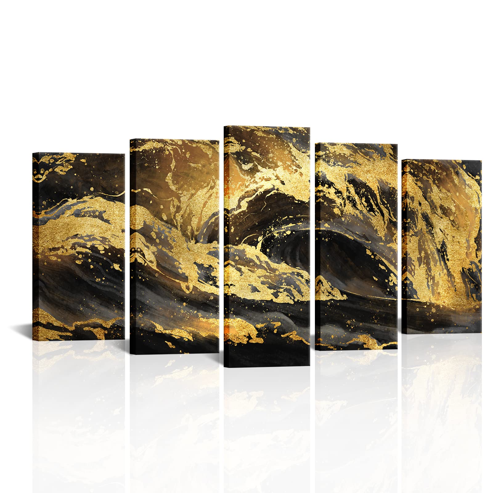 Amazon.com: Visual Art Decor Black and Gold Wall Art Gold Wave Painting ...