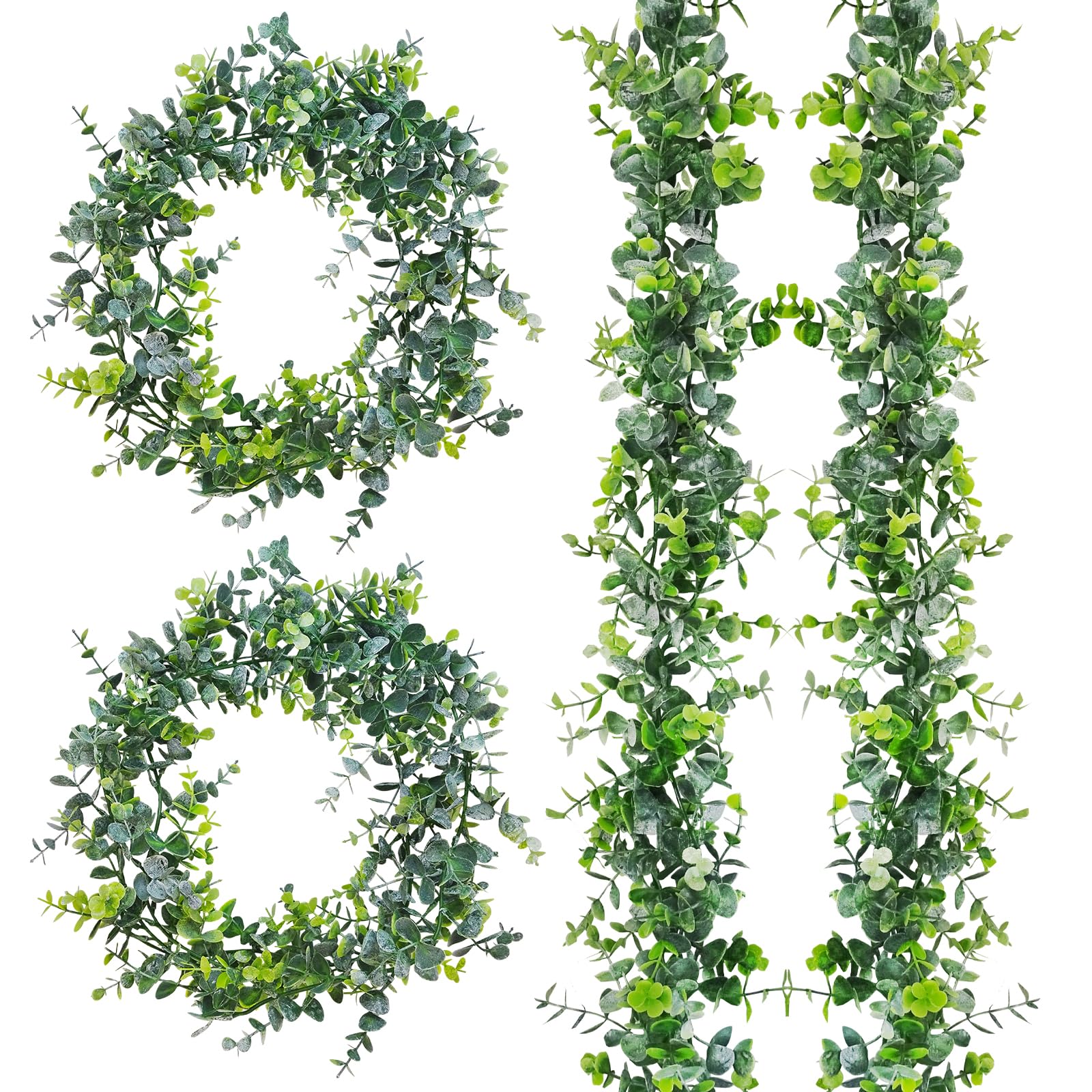 FZENeast Eucalyptus Garlands, 4 Packs 5.7FT Long Artificial Hanging ...