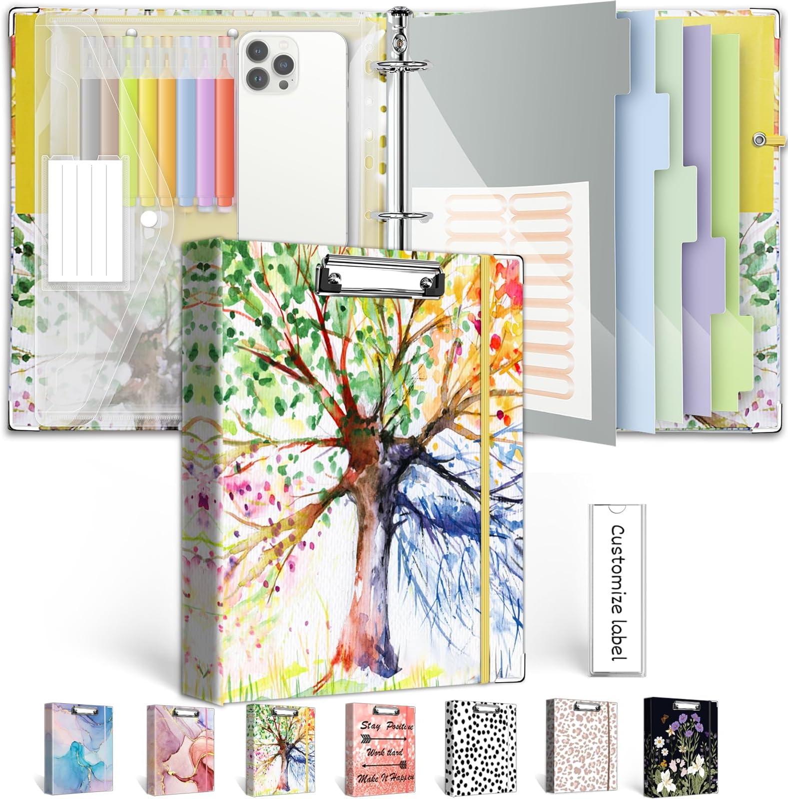 Amazon.com : A5 Binder 3 Ring 1 Inch for 5.5"x8.5" Paper, Cute Mini ...