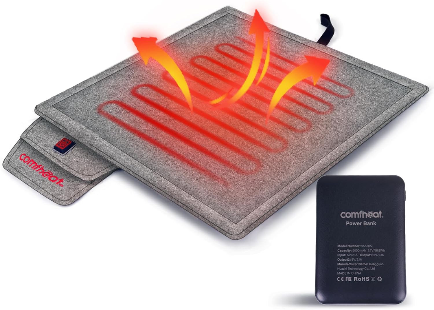 Comfheat Heated Seat Cushion with Battery Pack, Portable Heated Chair ...