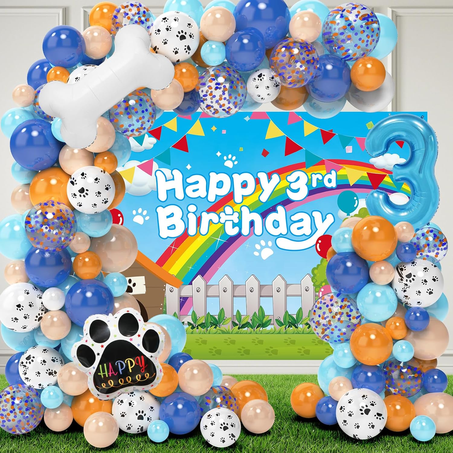 Amazon.com: Blue Birthday Party Supplies Balloons Garland Kit, White ...