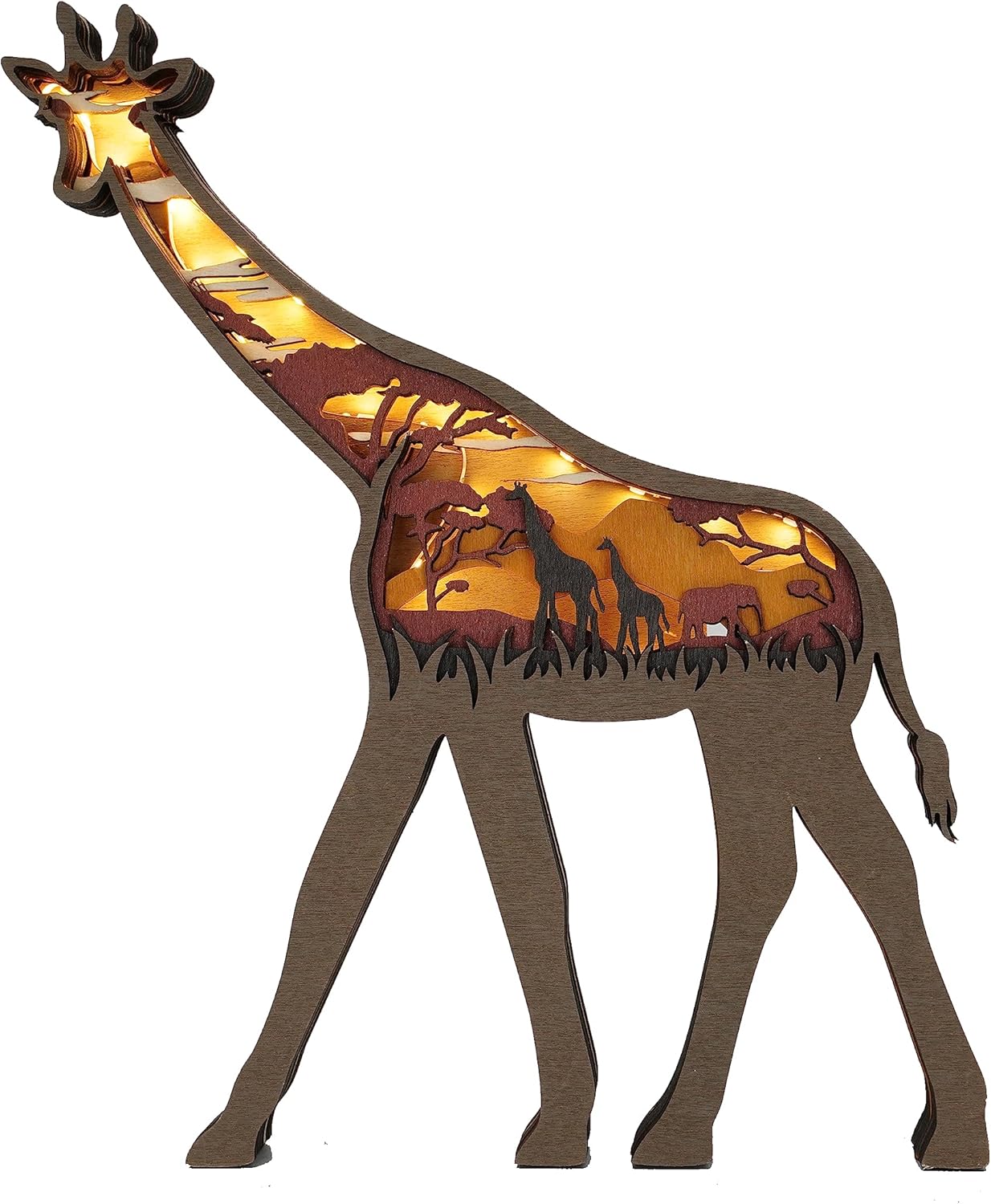 3D Wooden Animals Carving LED Night Light, Wood Carved Lamp Modern ...