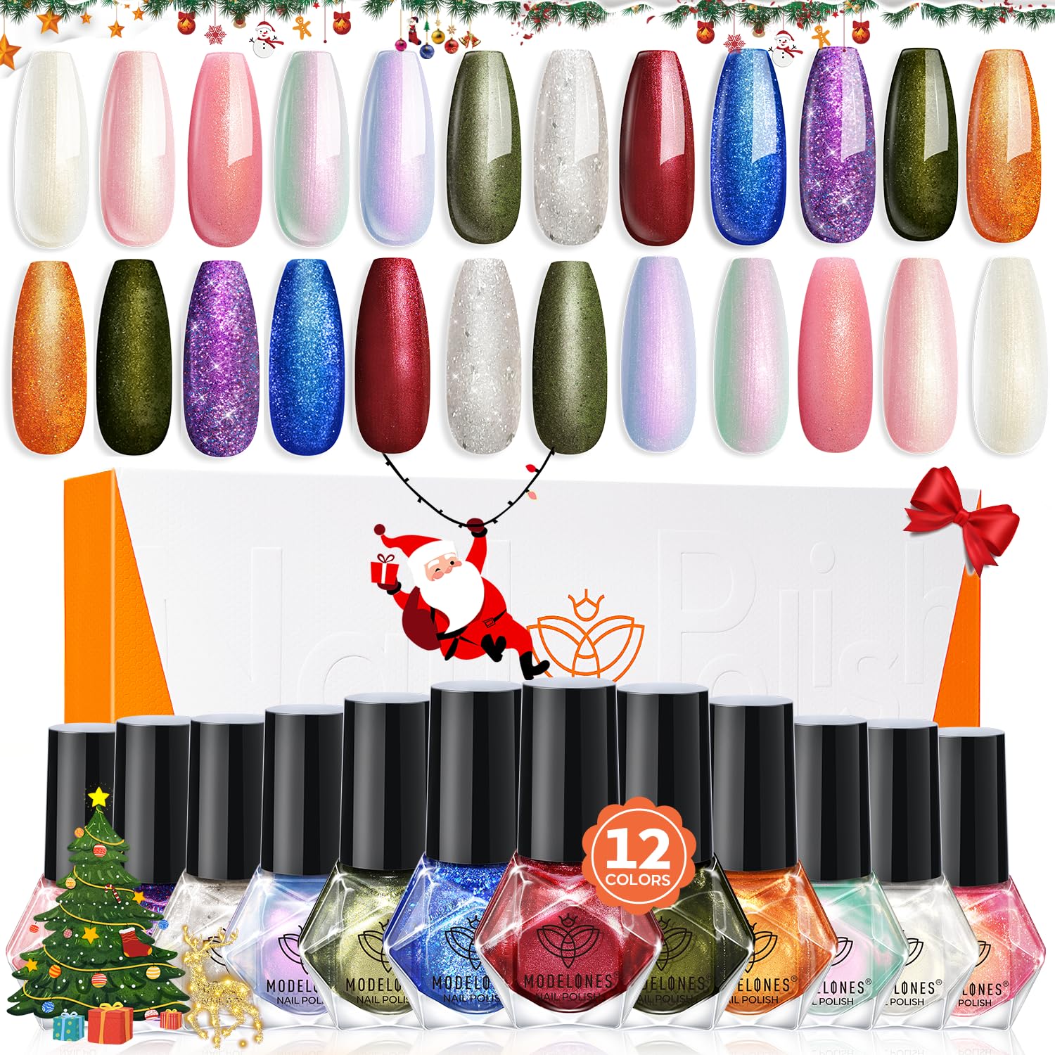 Amazon.com : modelones Nail Polish Set, 12 Colors Winter Sparkle Dark ...