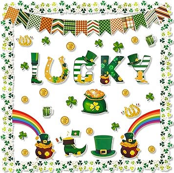 Amazon.com: Konsait St. Patrick's Day Bulletin Board Decorations, 67Pcs ...