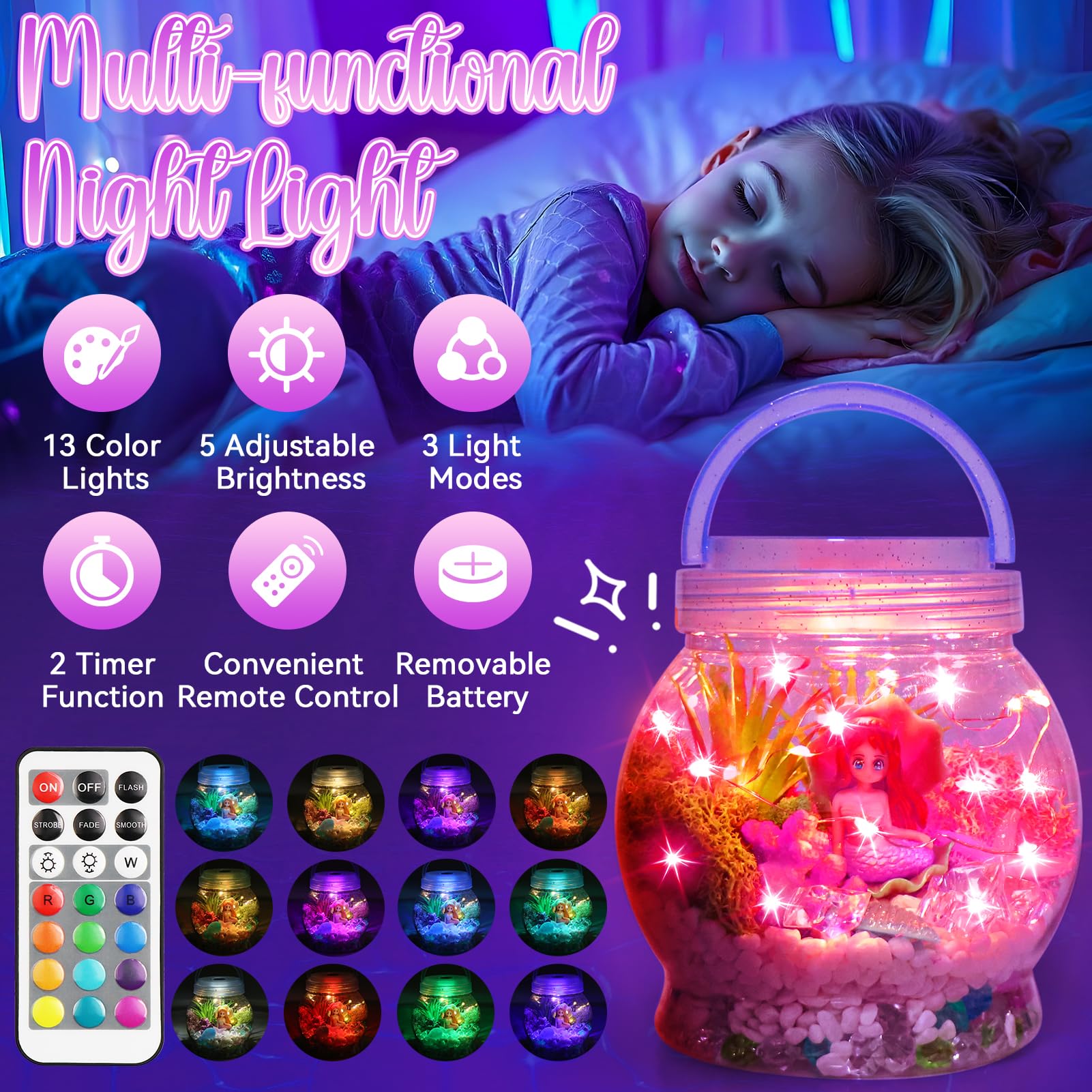 Kpop Demon Hunters Toys For Girls Hazms Light Up For Mermaid Terrarium ...