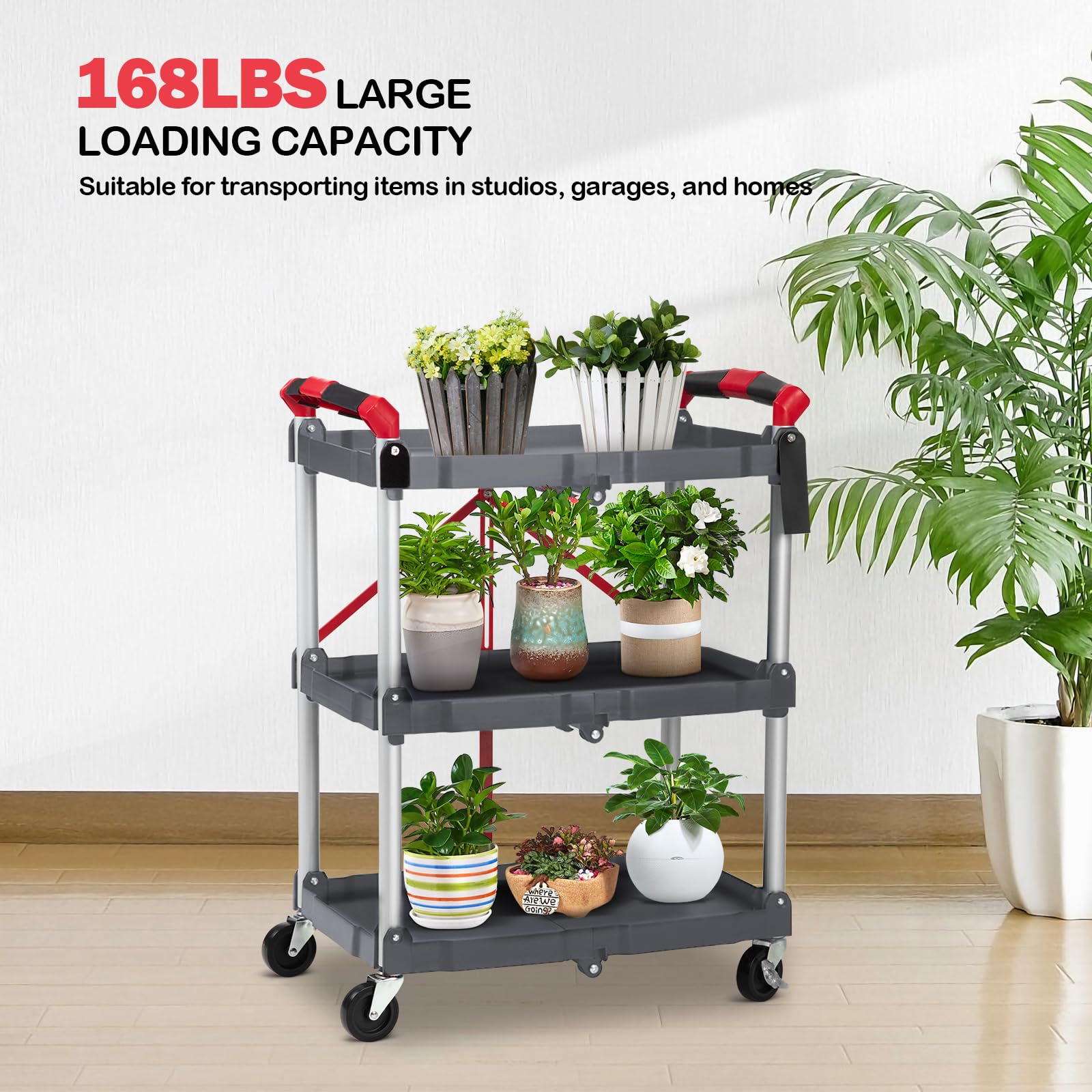 Snapklik.com : PioneerWorks Folding Utility Service Cart, Collapsible Cart