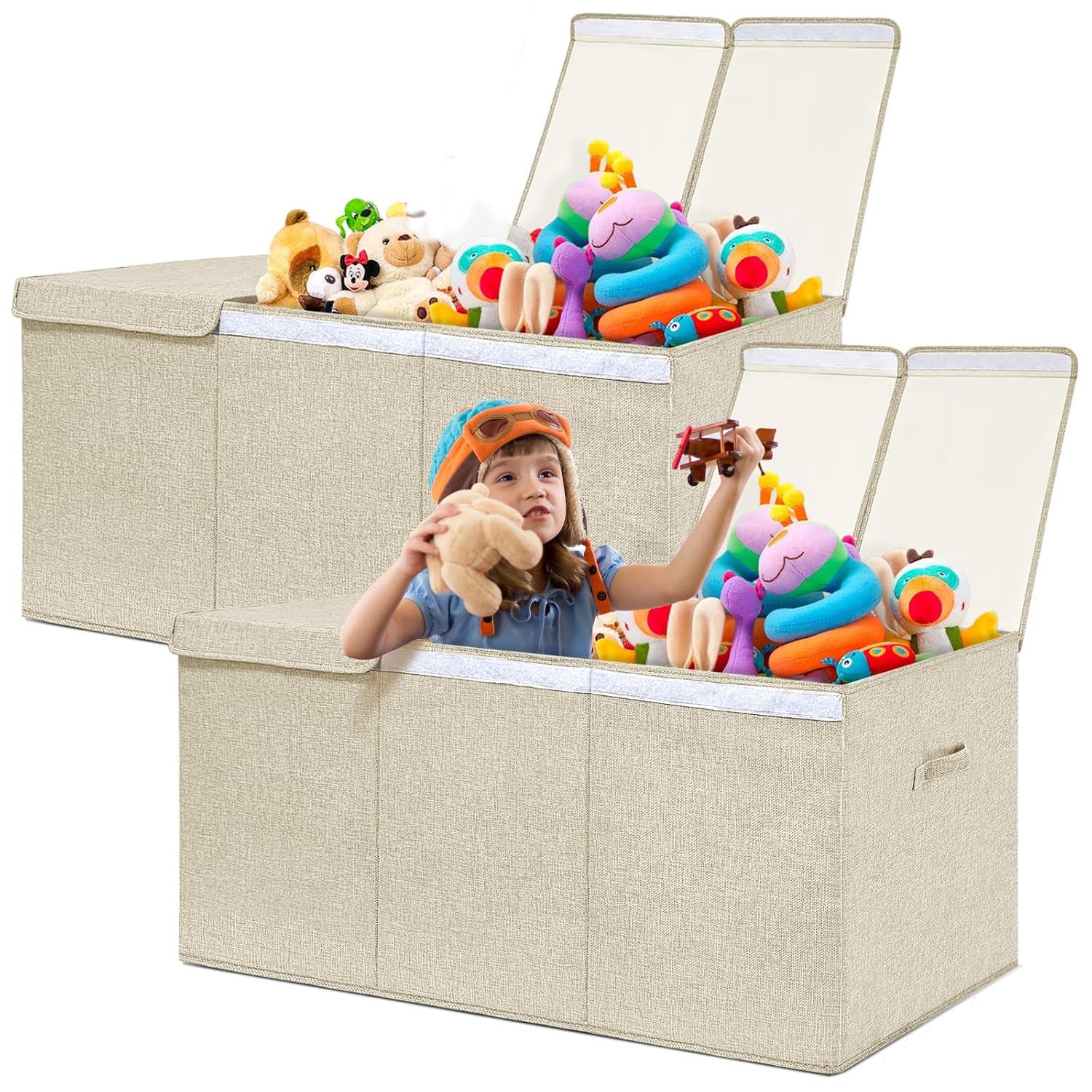 Amazon.com : Hoyula Extra Large Fabric Toy Box Storage Container ...