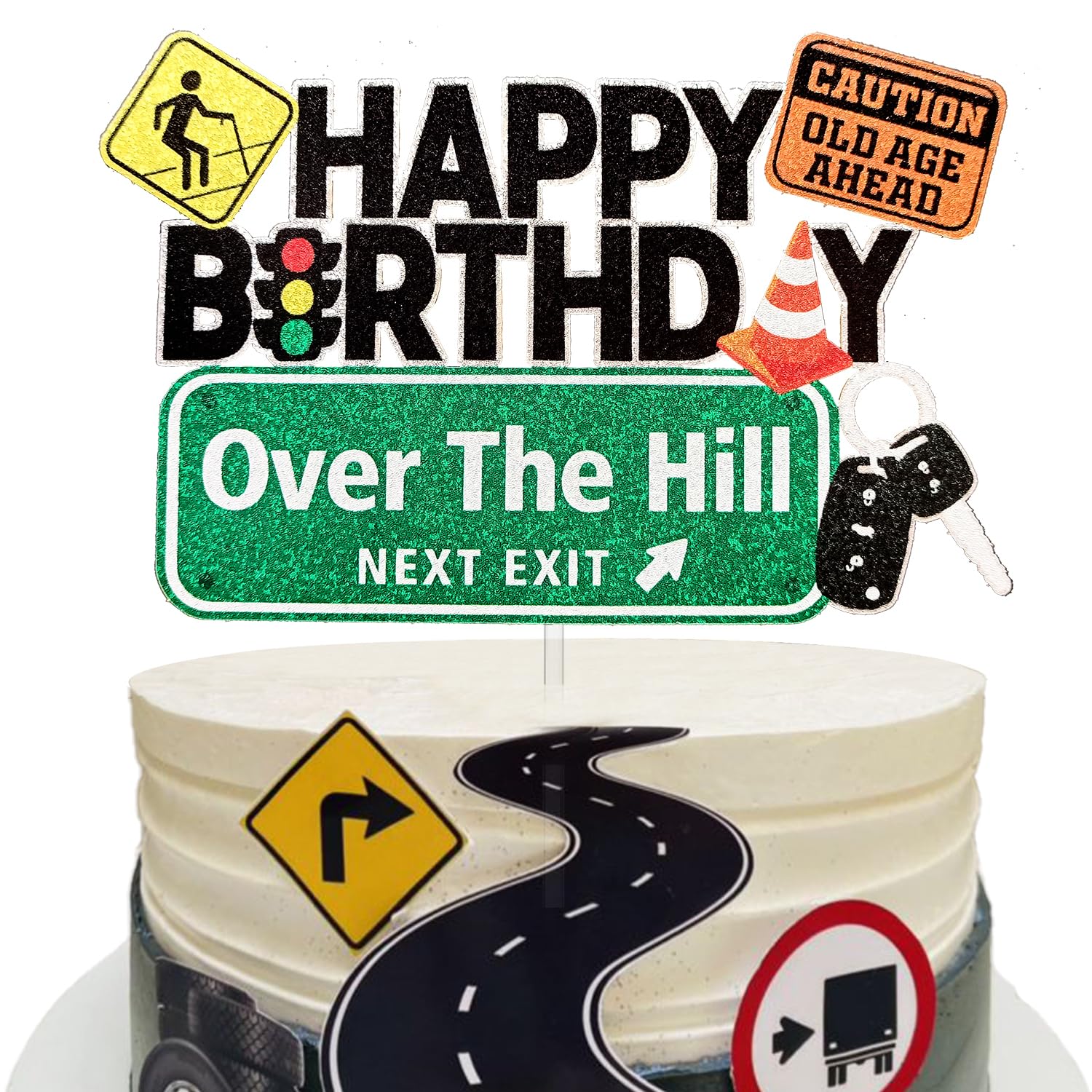 Snapklik.com : Over The Hill Traffic Road Sign Cake Topper, Funny ...