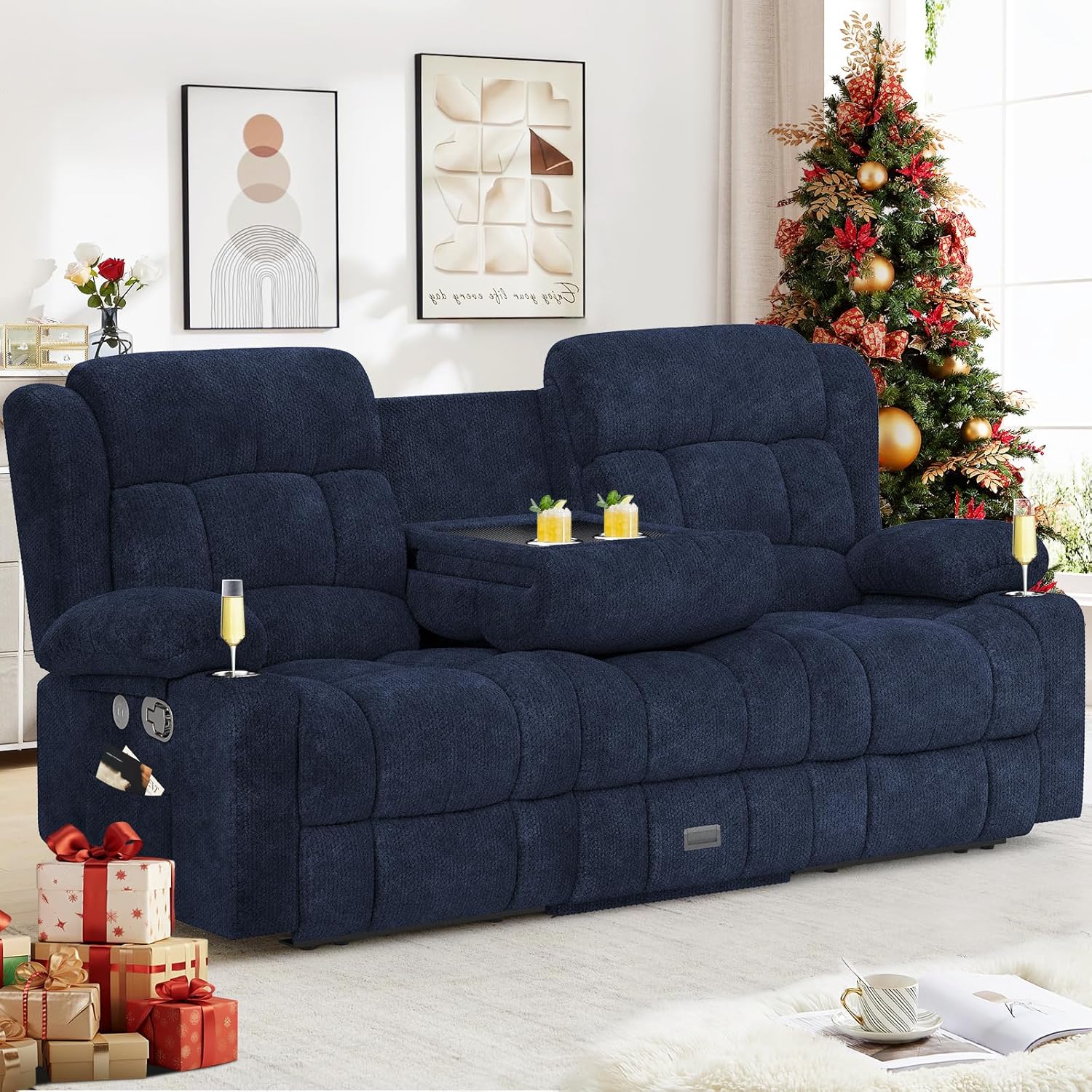 Amazon.com: Dresegmt Loveseat Recliner Sofa, Flip Middle Backrest ...