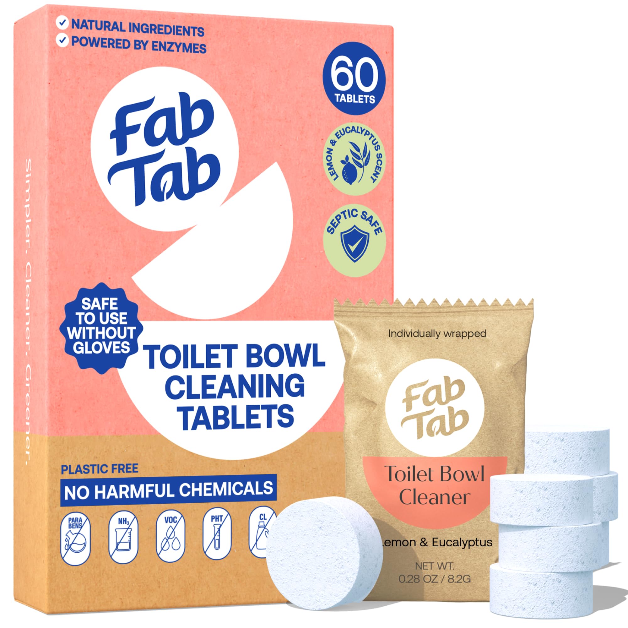 Amazon.com: Fab Tab Toilet Bowl Cleaner Tablets- No Harsh Chemicals ...