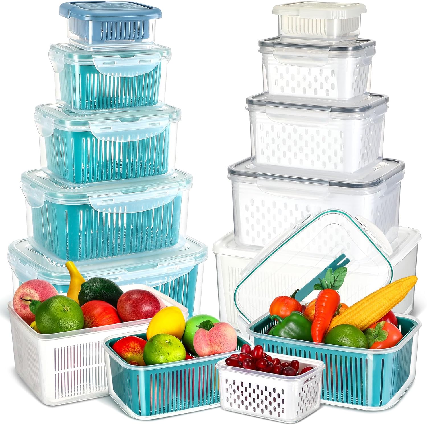 Amazon.com: Zhehao 10 Pcs Fruit Containers for Fridge with Removable ...