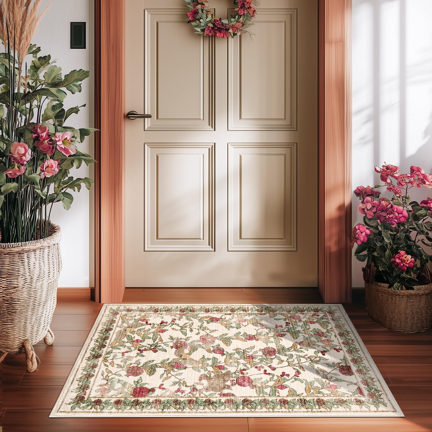 Amazon.com: jinchan Floral Area Rug 2x3 Entryway Vintage Spring ...