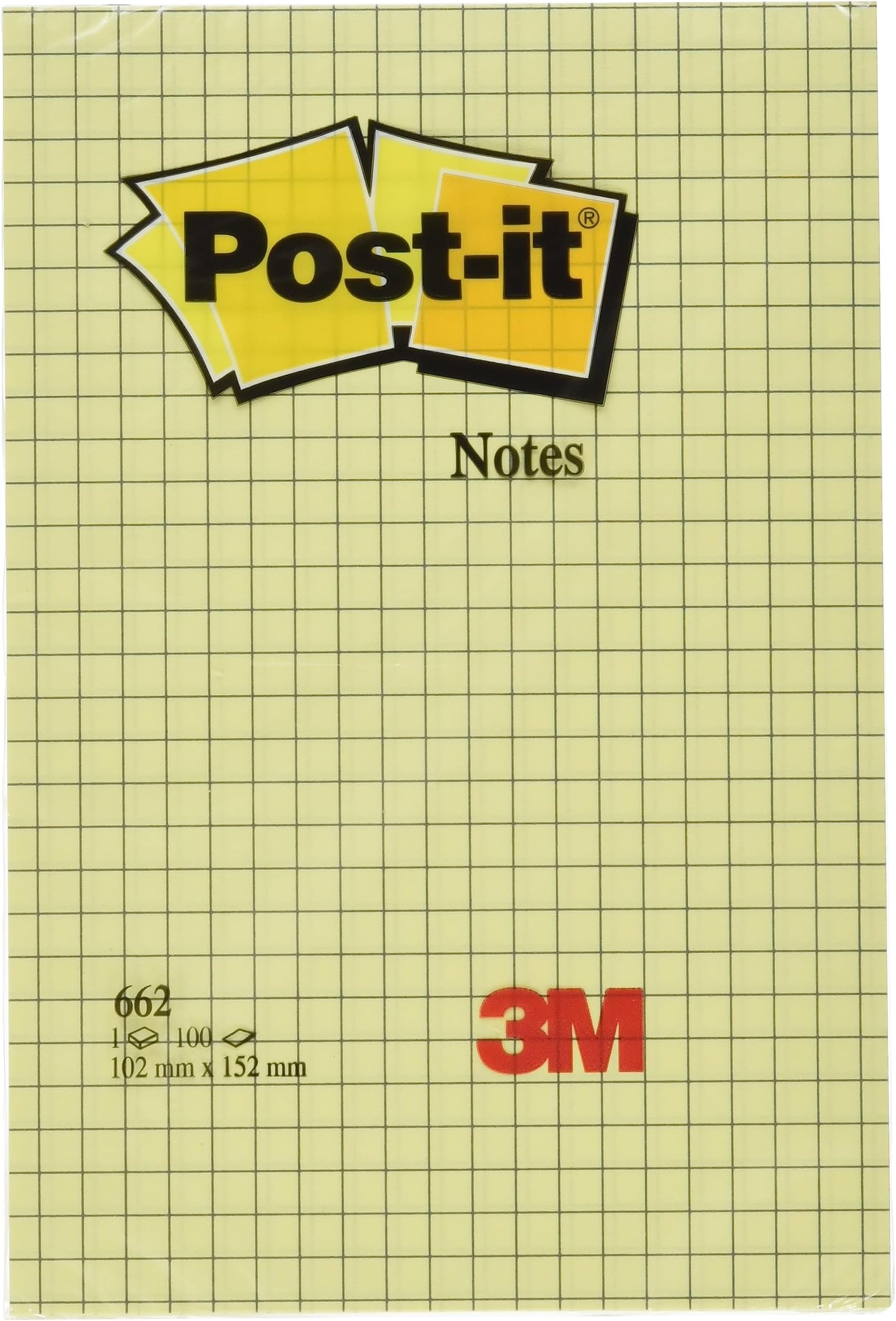 Post-It Notes jaunes quadrillées grand format 102 x 152mm - 100 ...