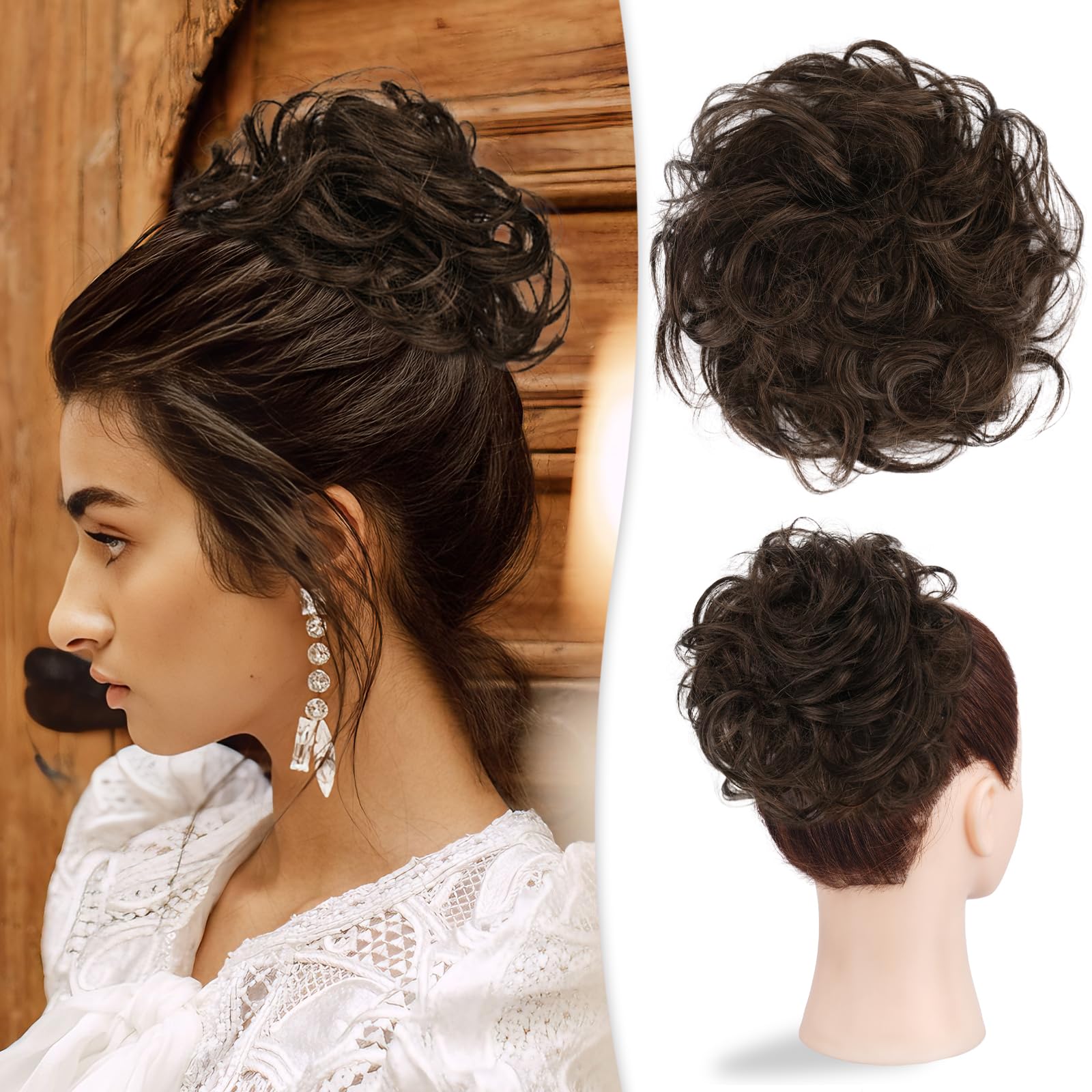 Amazon.com : RUWISS Large Messy Bun Hair Piece 100% Human Hair Layered ...